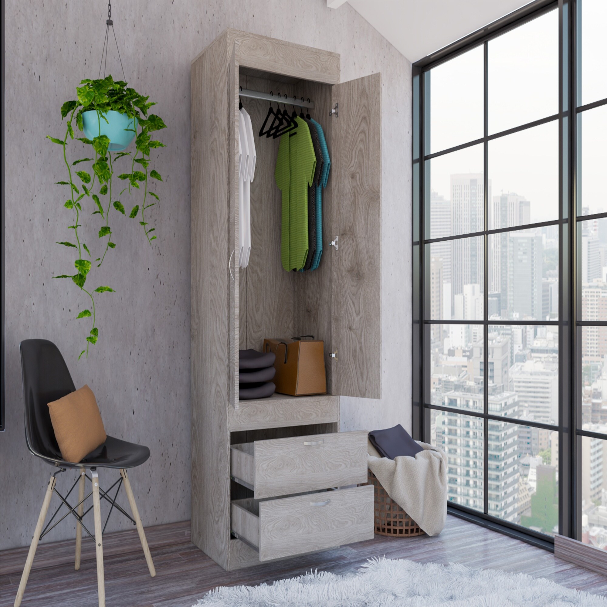 HyperDrop Cart Light Gray Freestanding Armoire Closet/ Double Door ...