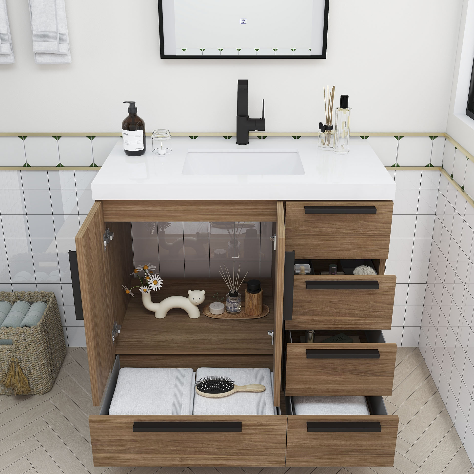 BV Better Vanity Carla 36-in Rose Wood / Right Side Drawer Undermount ...