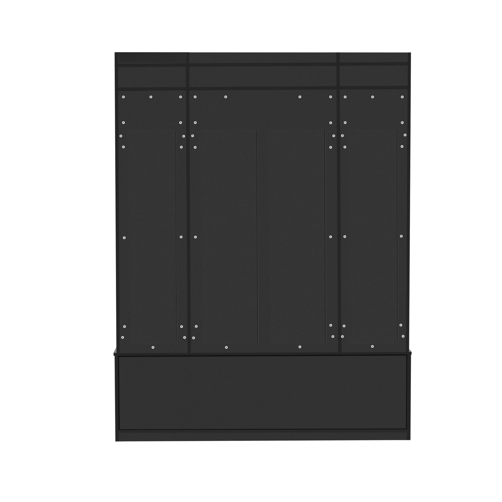 Etokfoks 5-in-1 Entryway Bench with Coat Rack 7 Hooks 2 Drawers ...