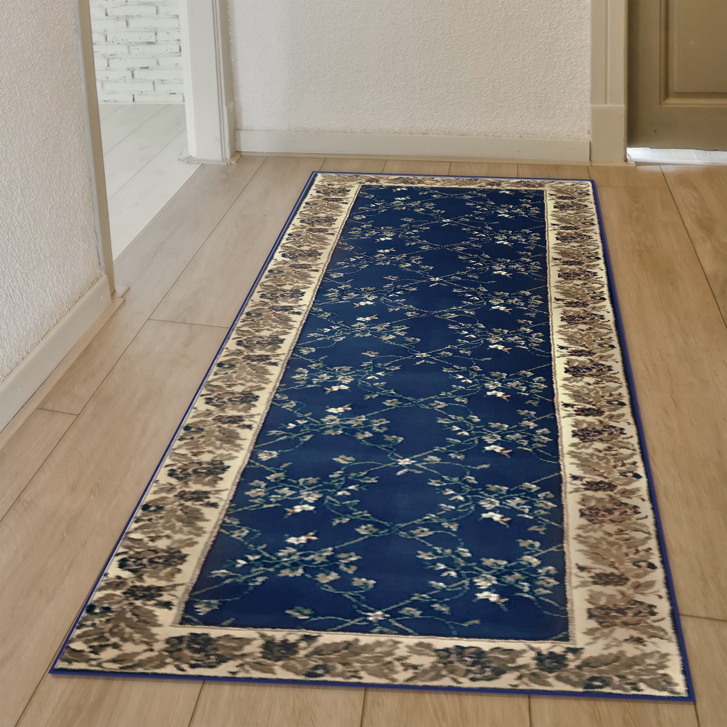 Radici USA Como 2 X 8 (ft) Navy Indoor Trellis Oriental Runner Rug 1590 ...