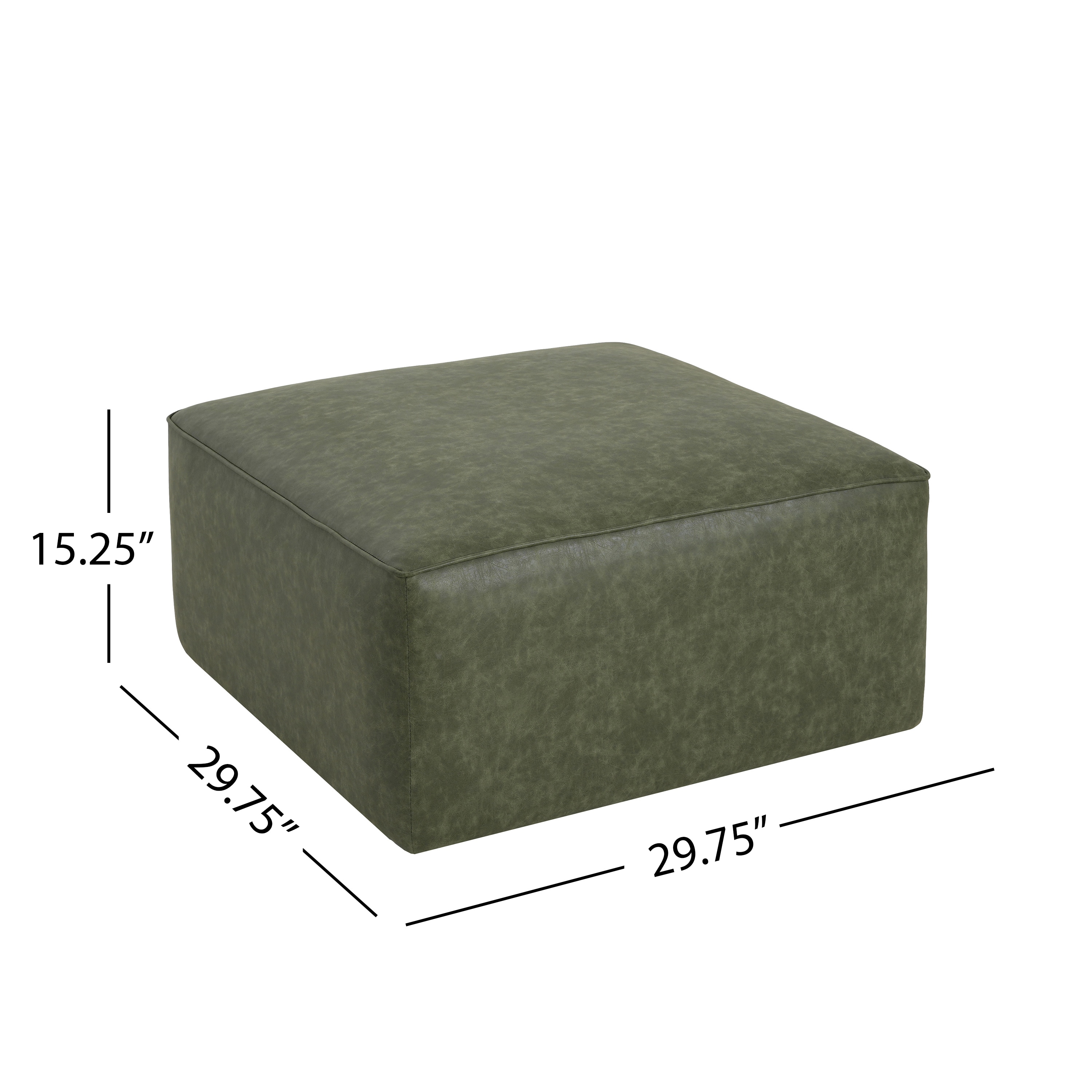 Tinyhomie Upholstered Square PU Leather Ottoman Green in the Ottomans ...