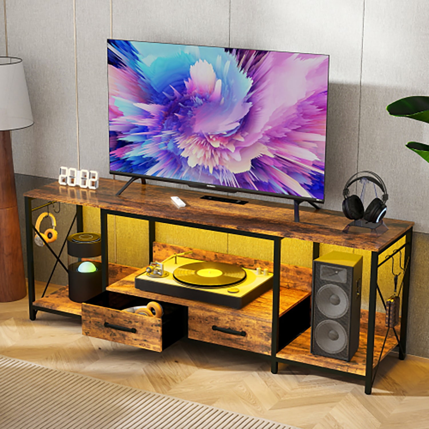 GZMR Modern/Contemporary Light Brown Multi 15.7-in W TV stand ...
