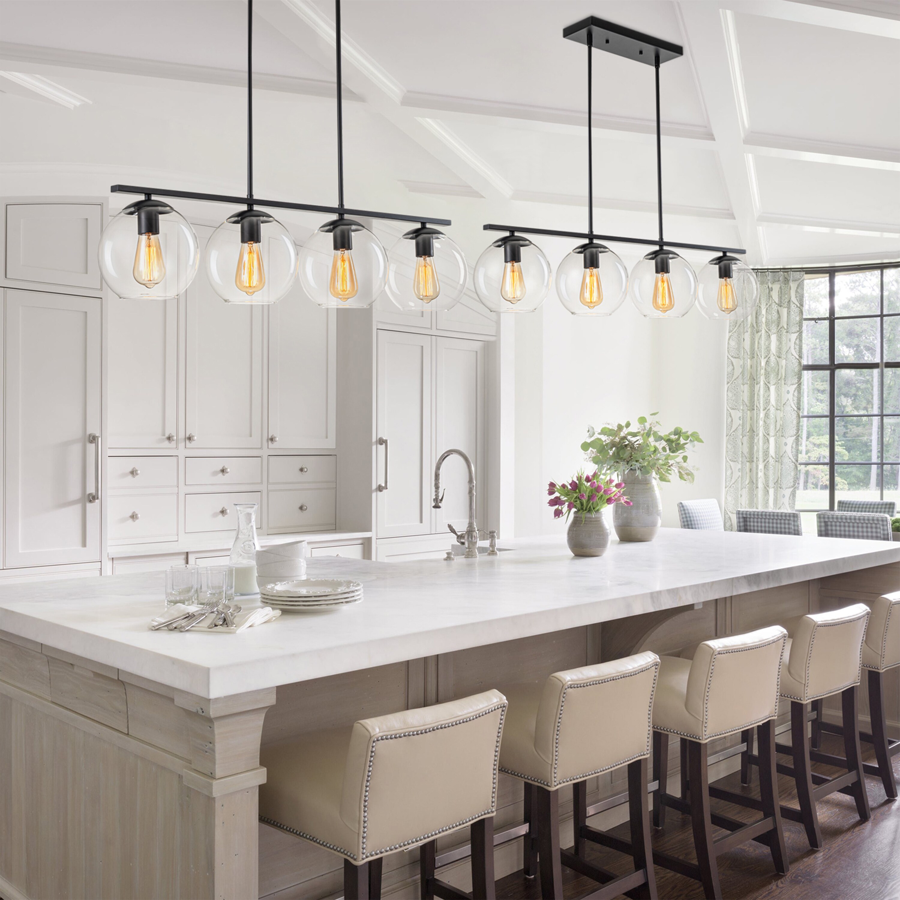 GoYeel 6-Light Matte Black Modern/Contemporary Clear Glass Linear Led ...