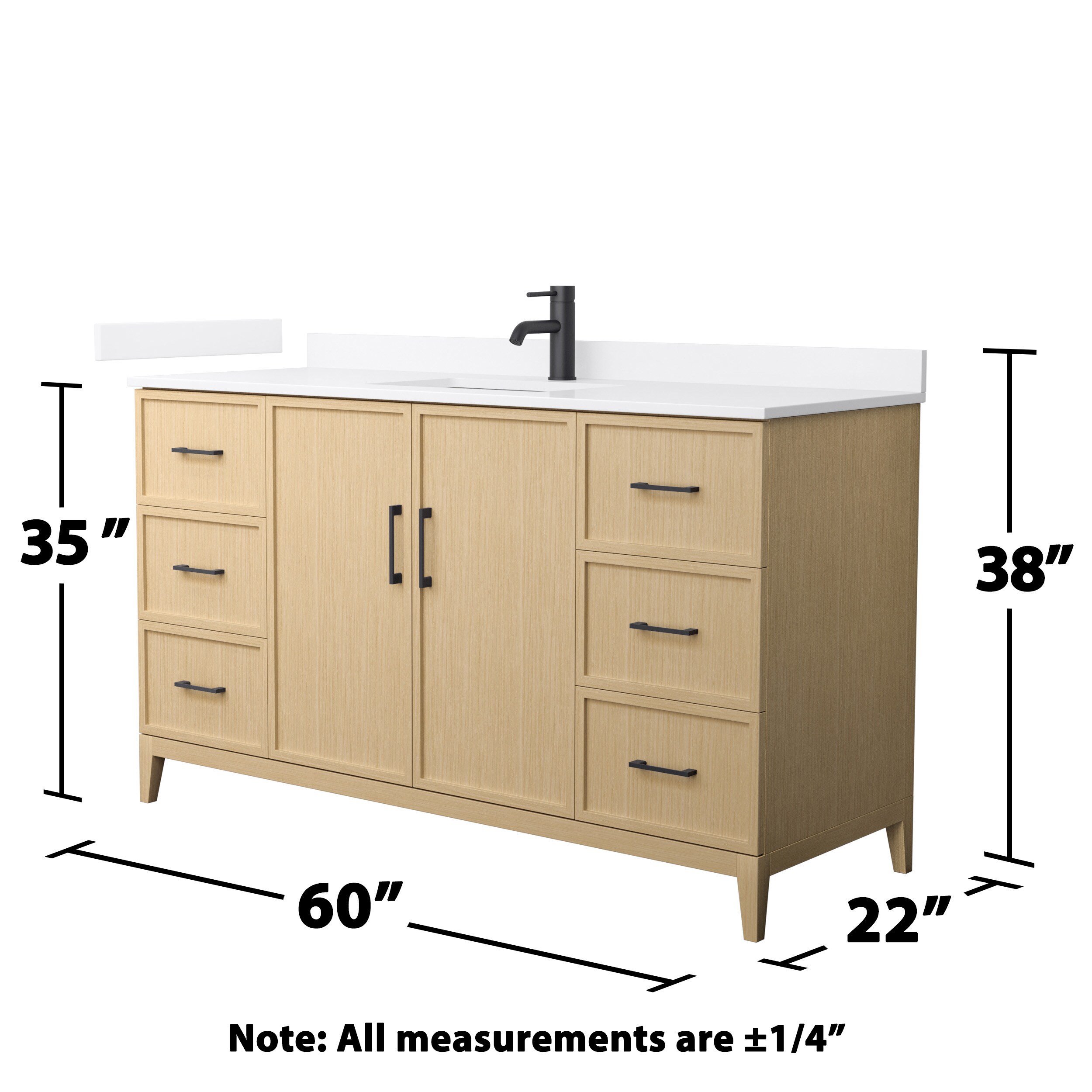 Wyndham Collection Elan 60-in White Oak with Matte Black Trim ...