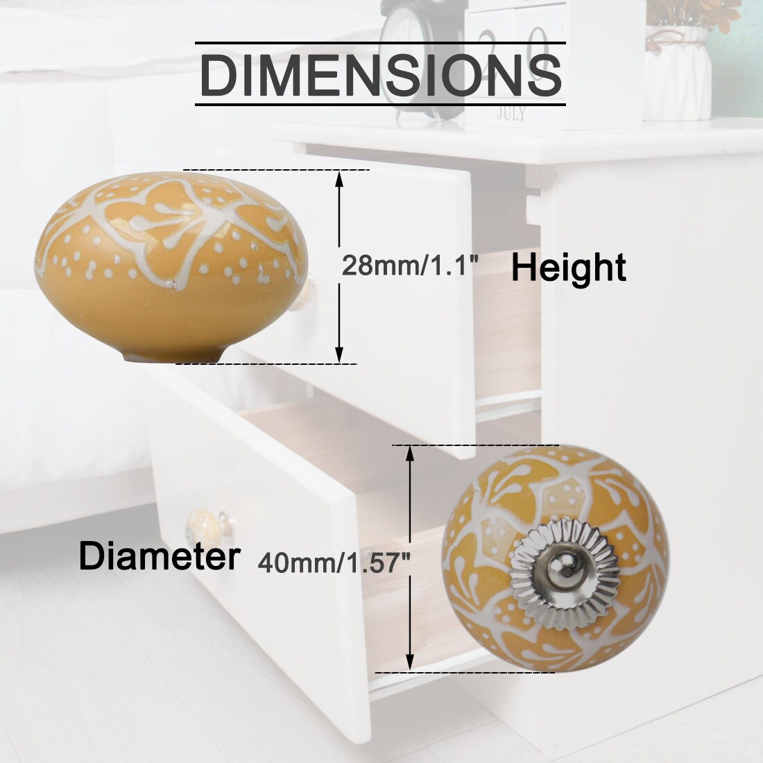 Unique Bargains Ceramic Knob Drawers Round Pull Handle Cabinet Wardrobe ...