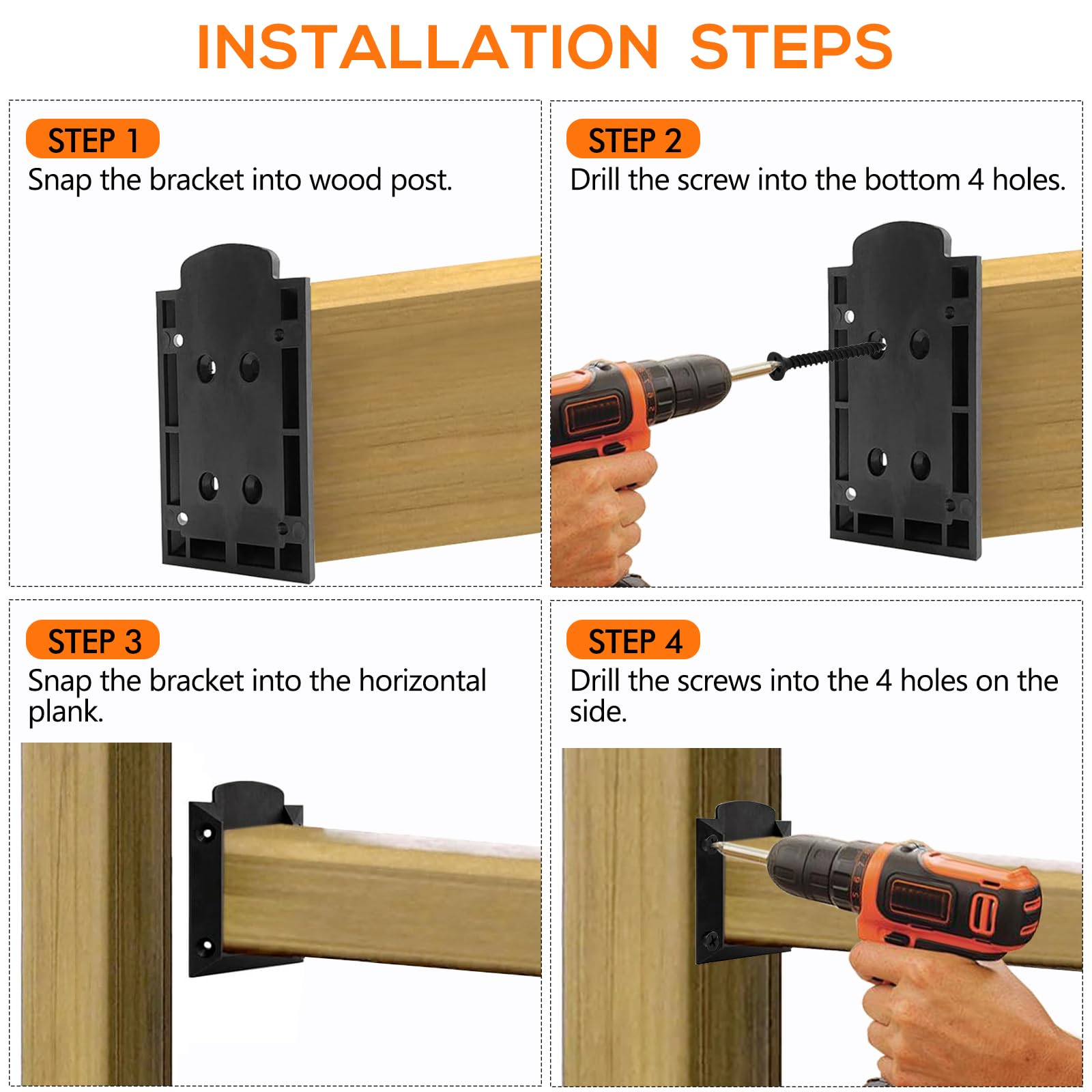 Aoibox 40 Pack Deck Rail Bracket Connectors for 2x4 or 2x6 Wood Posts ...