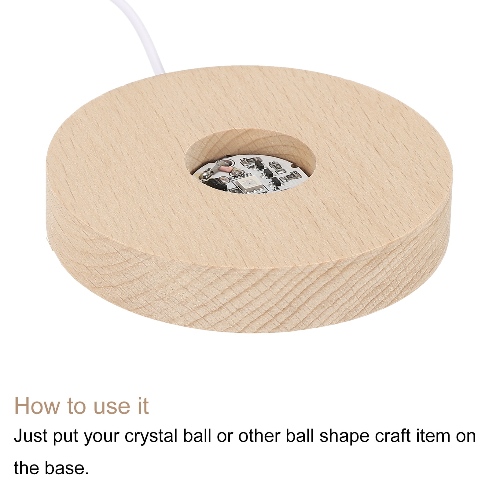 Unique Bargains LED Wooden Ball Stand Holders Displays Base 10 x 2cm ...