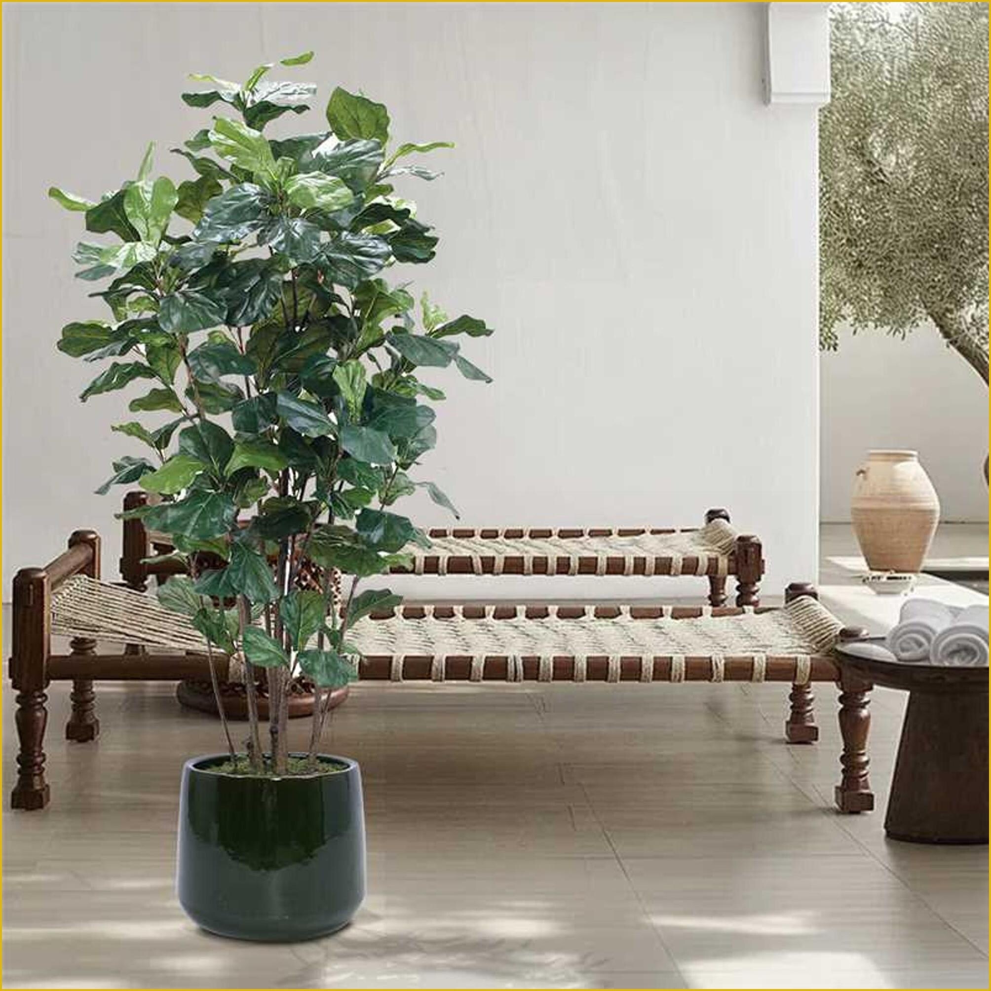 Watnature Planter 4 Piece Modern Ceramic Antique Olive Green Drainage ...