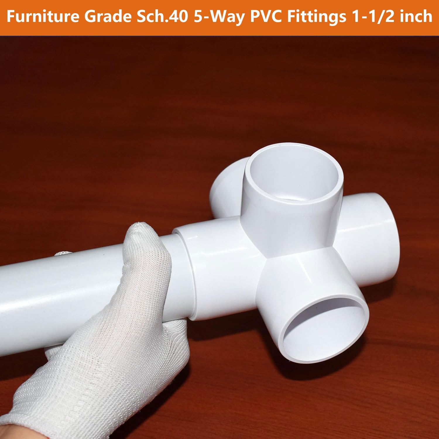 letsfix 1-1/2 Inch 5 Way PVC Fittings 4 Pack Furniture Grade Heavy Duty ...