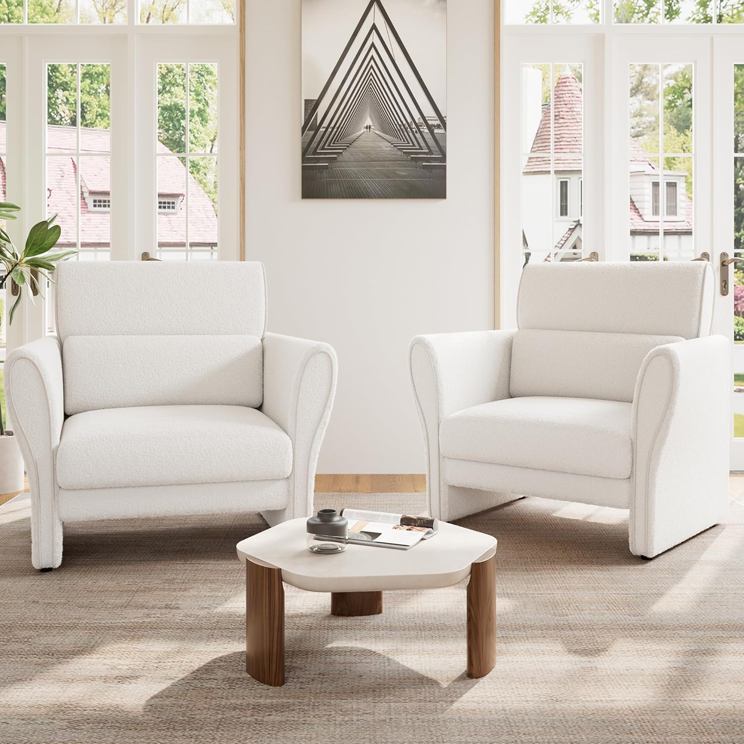 WhizMax Modern Boucle Accent Chair-Plush Upholstered-For Living Room ...