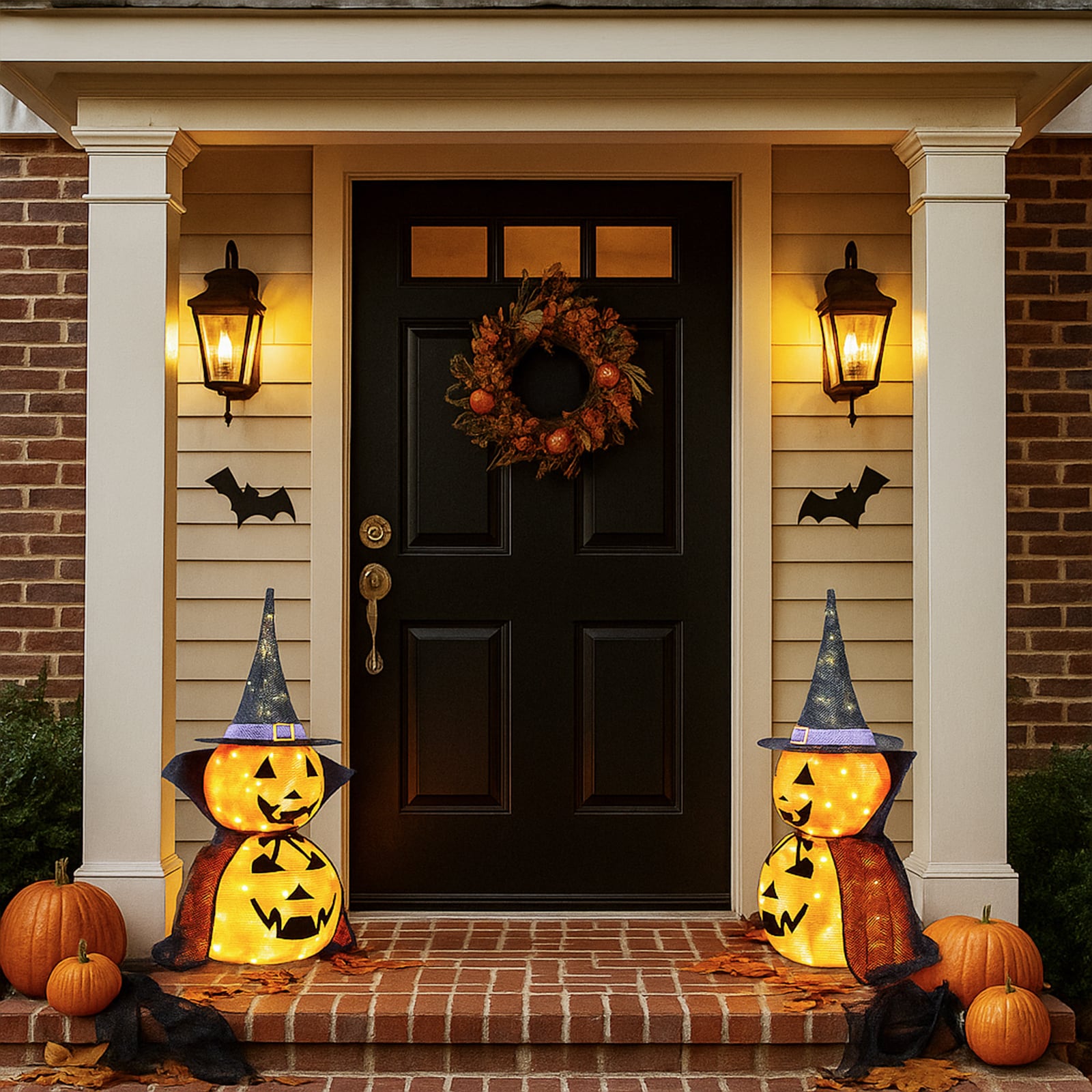 Zyerch 2Packs 3ft Collapsible Lighted Jack O Lantern Halloween Decor ...