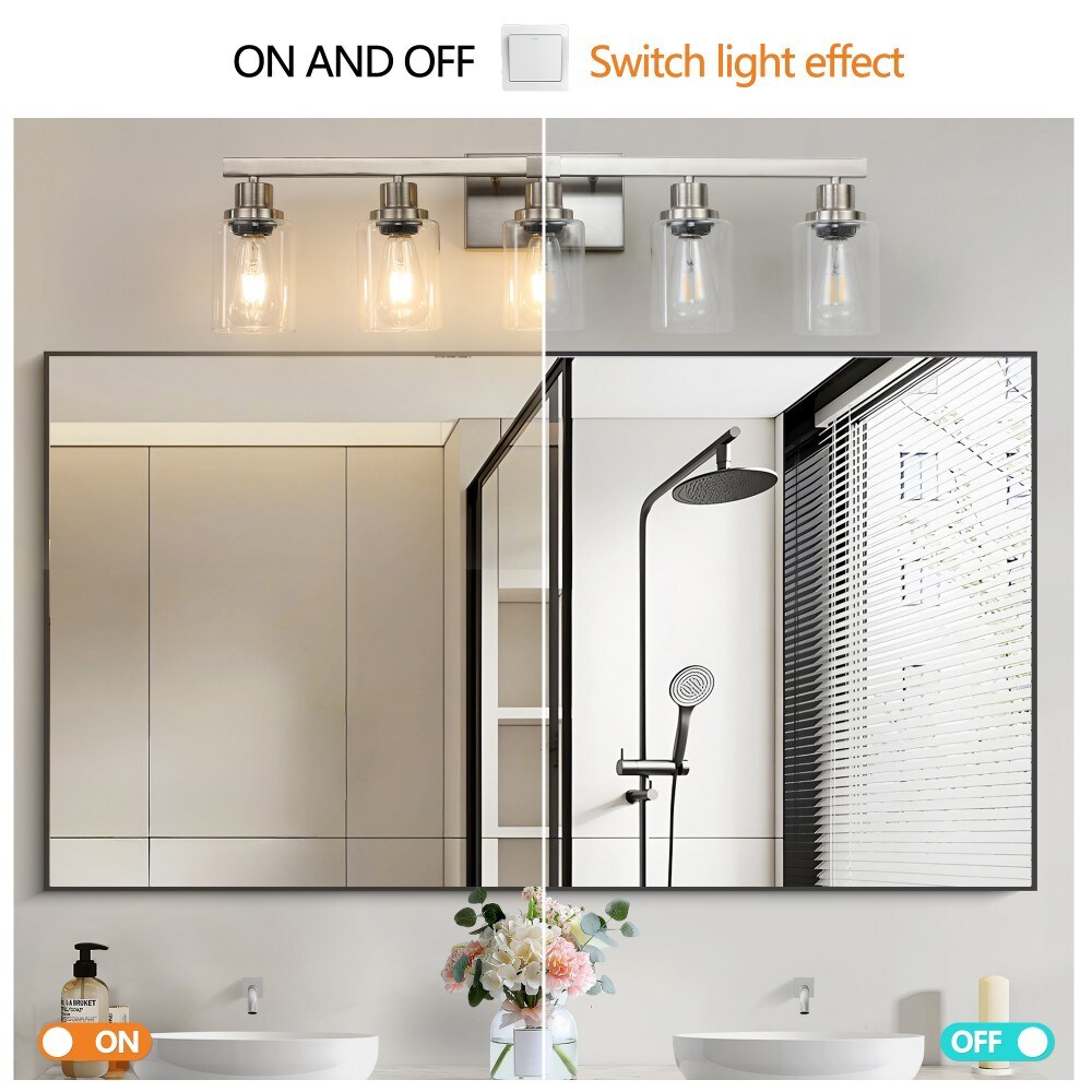 TomCare 31-in 5 Light Modern Bathroom Vanity Light Brushed Nickel Wall ...