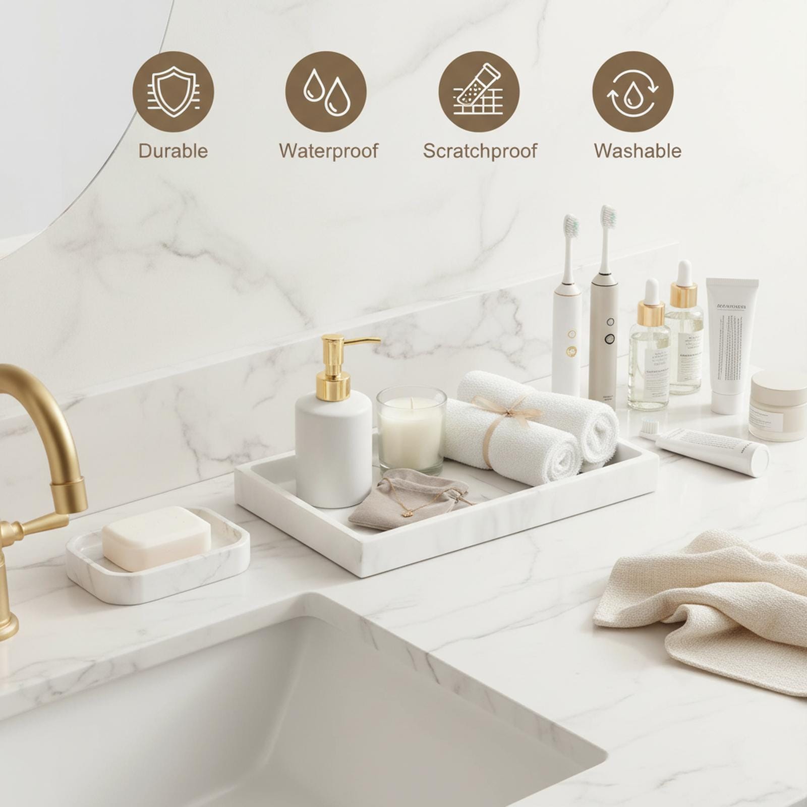 Baginizer Bathroom Vanity Tray Resin Multi Purpose Organizer Sturdy ...