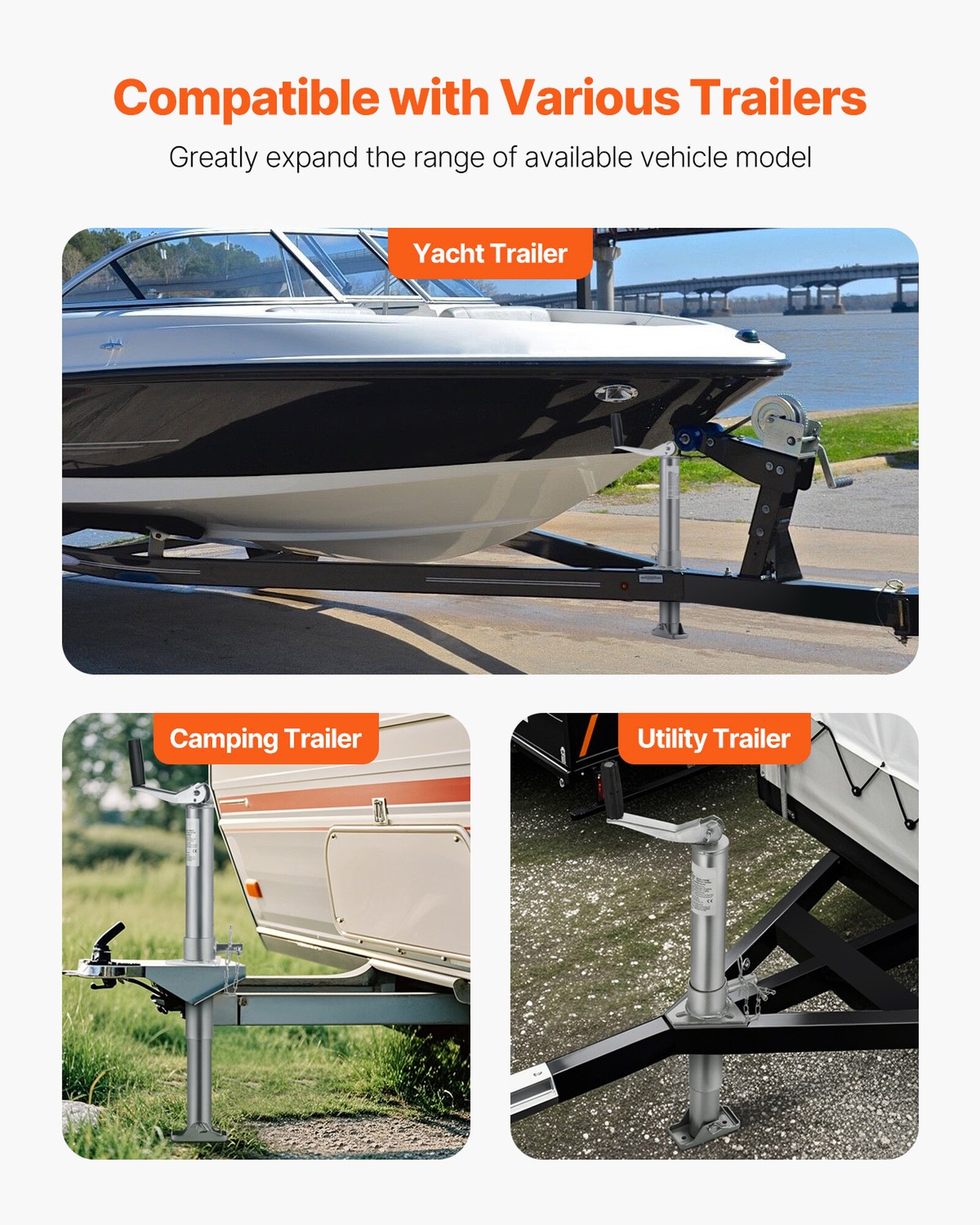 GIVIMO A-frame Trailer Tongue Jack - Bolt-on - 2000-lb Capacity - 14.2 ...