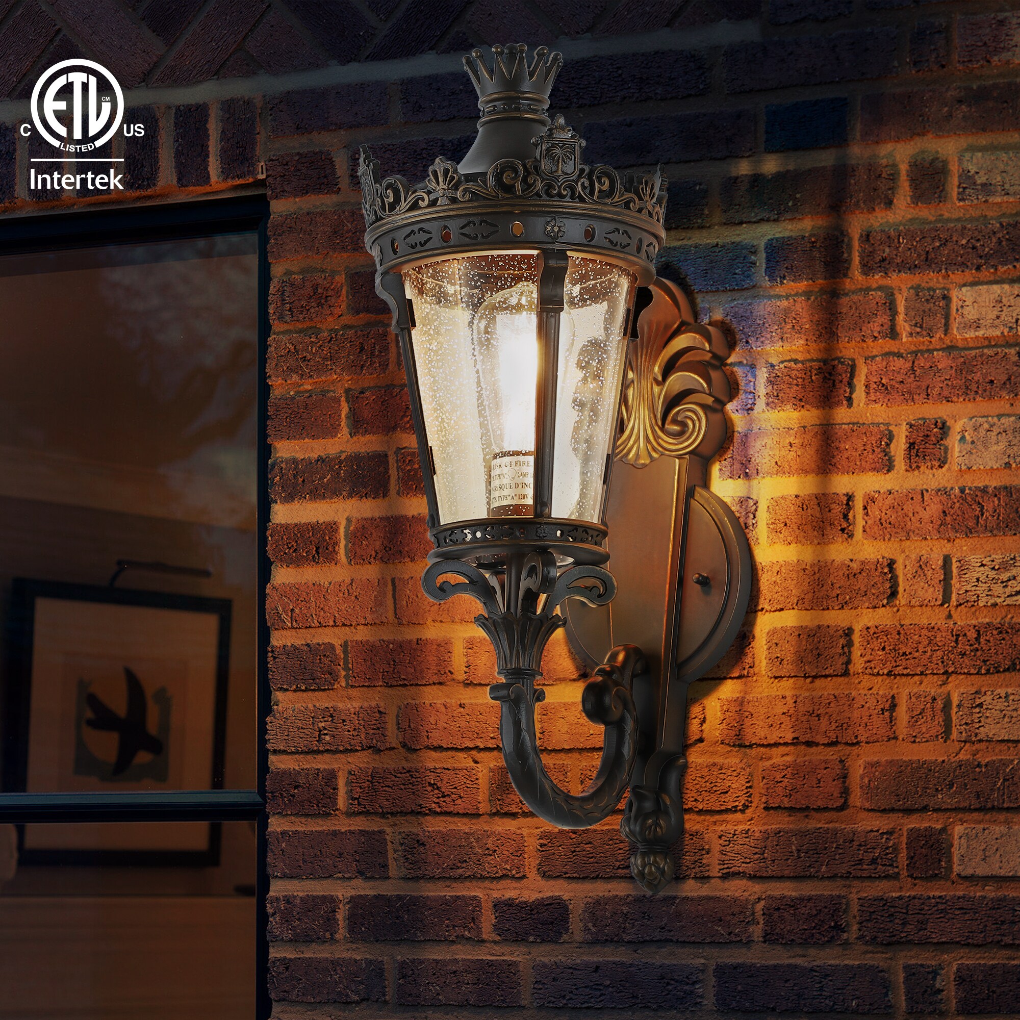 AAZJ Outdoor Wall Lantern 1 -Light 21.3-in H Bronze Hardwired Outdoor ...