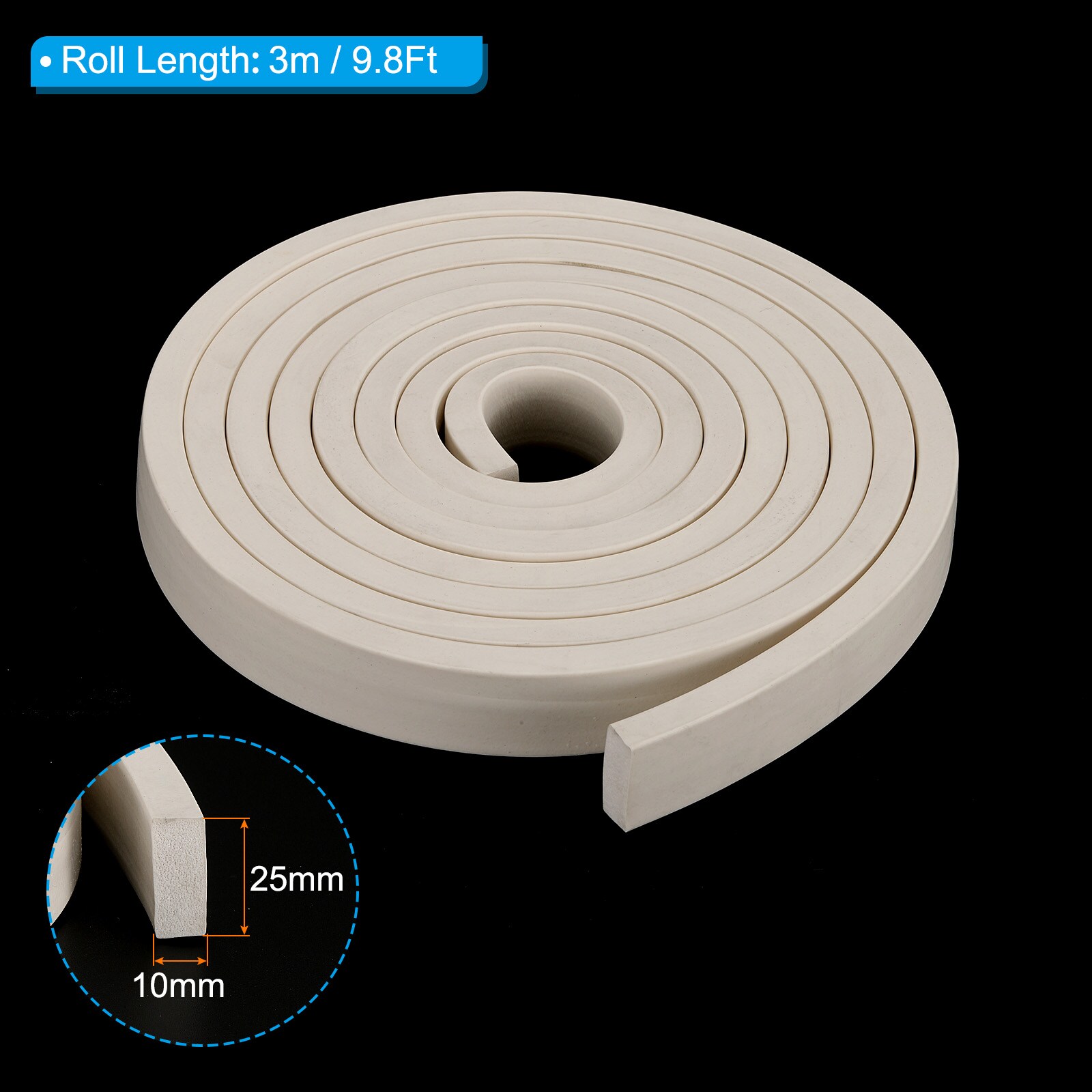 PATIKIL 1-Inch Width x 3/8-Inch Thick x 9.8-Foot Silicone Foam Seal ...
