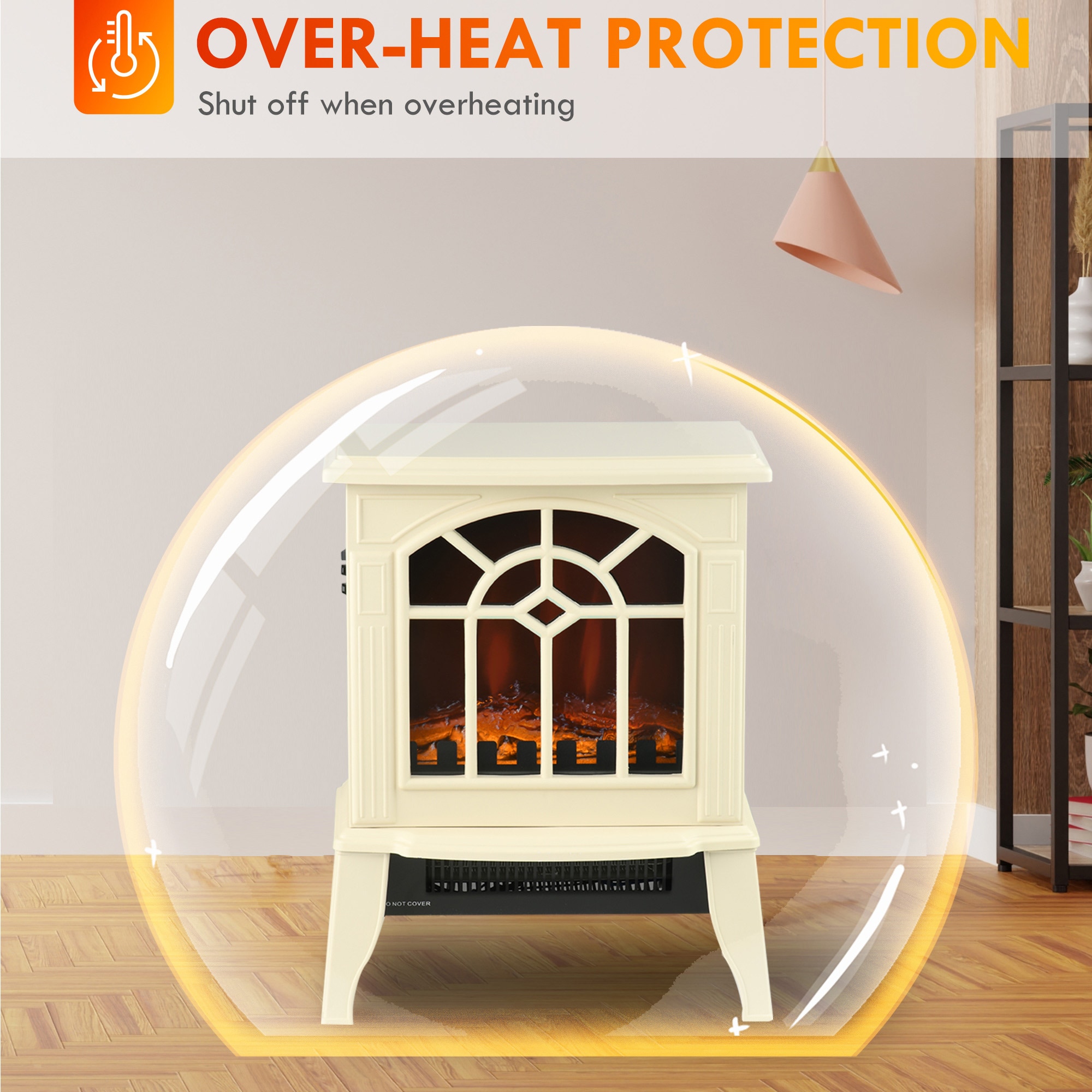 Bybafun 15-in W Cream White Free standing Fan-forced Corner or flat ...