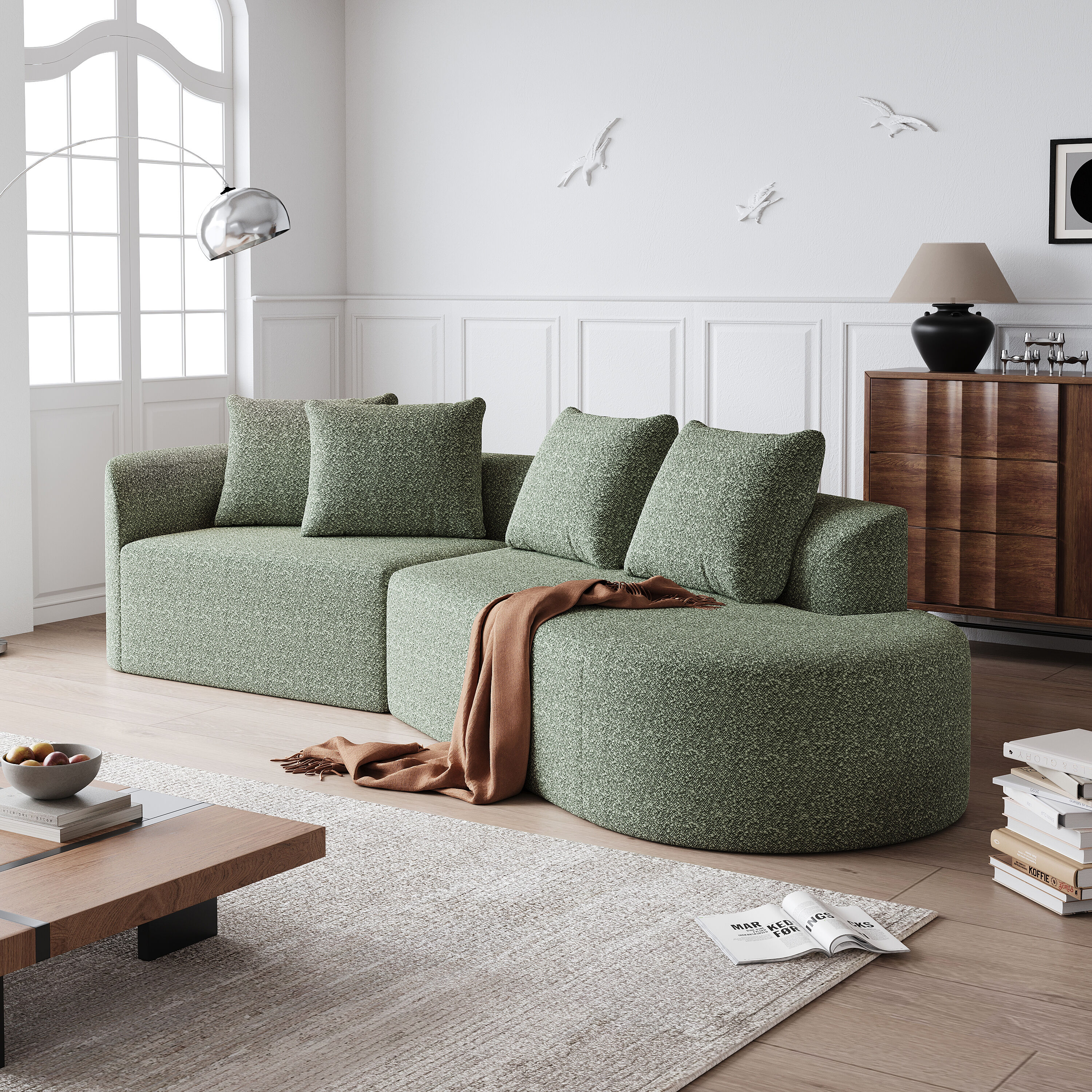 GDFStudio Thalric Chenille 4 Seater Oversized Sectional Sofa with ...