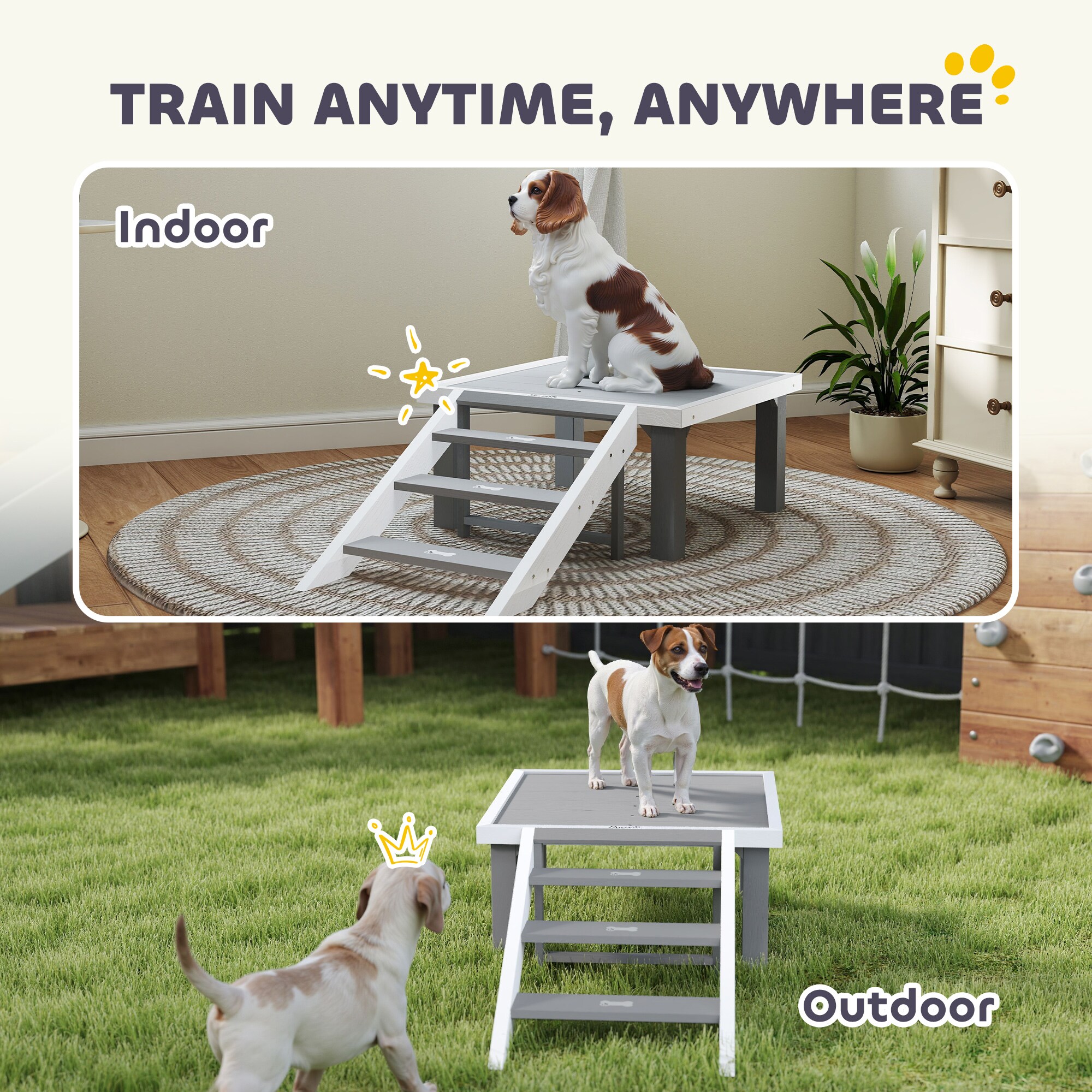 PawHut Wooden Dog Training Platform Ladder Gray in the Dog Park Agility ...