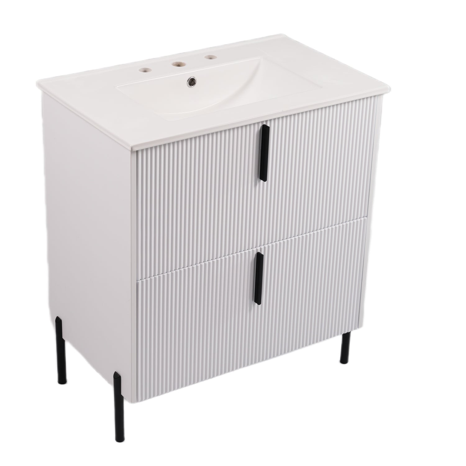 Watnature 30 Inch Modern Minimalist Bathroom Vanity with Integrated ...