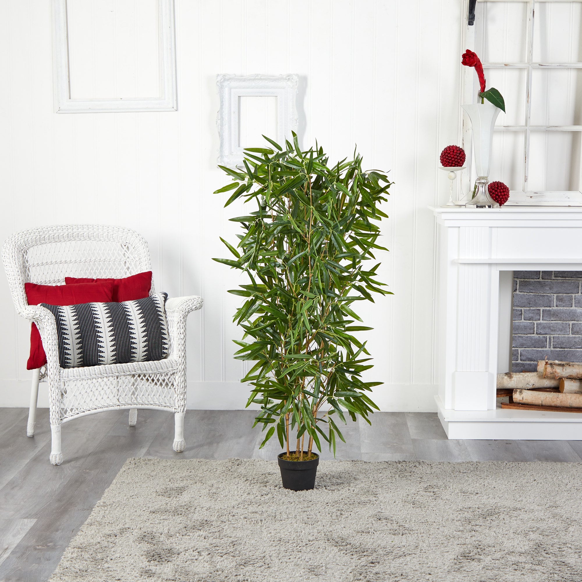Nearly Natural 4-ft Bamboo Artificial Tree (Real Touch) UV Resistant ...