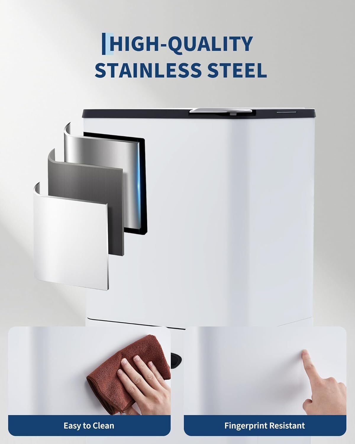 Garvee 16-Gallon Dual Compartment Stainless Steel Trash and Recycle Bin ...