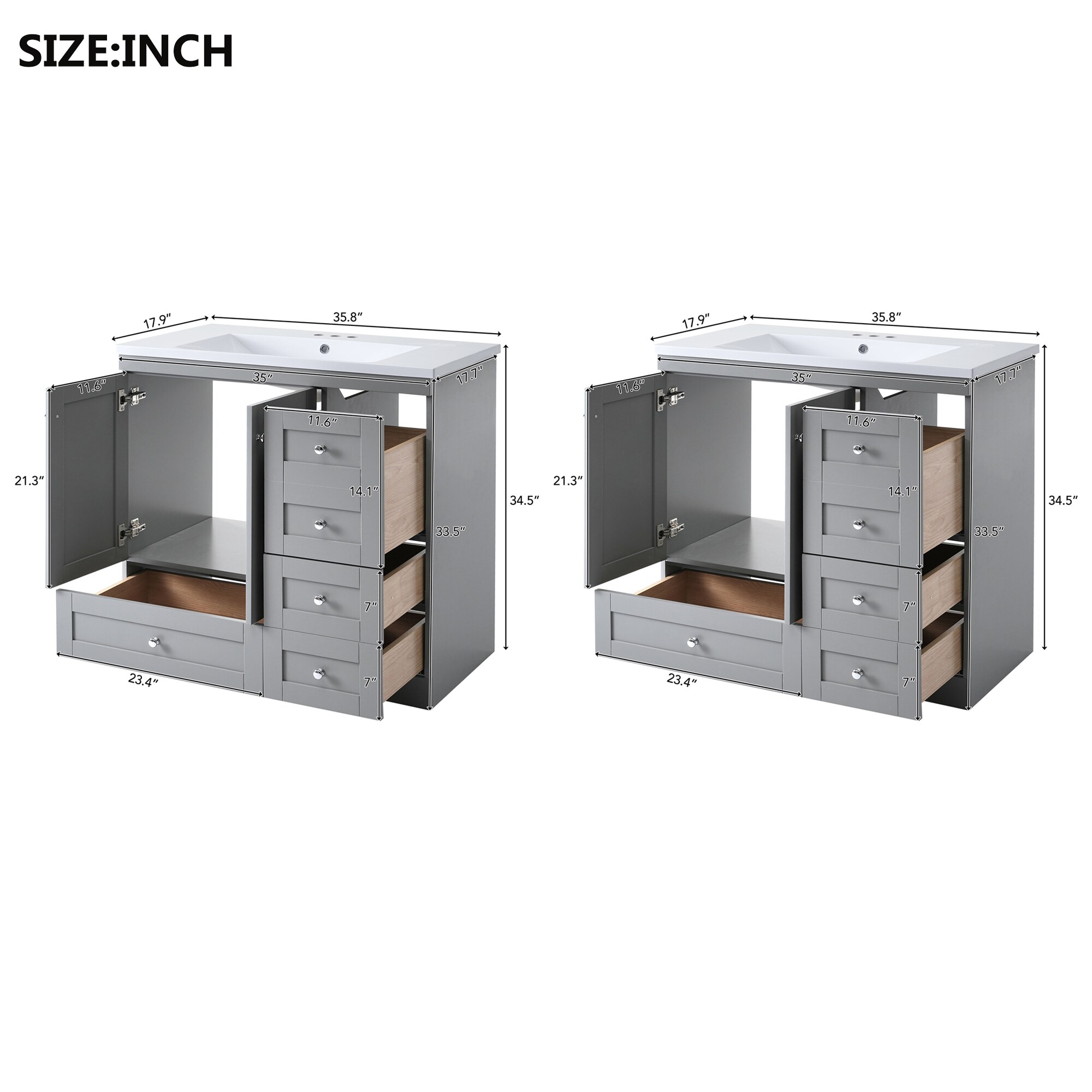 Tatayosi 72 inches Shaker Style Free-Standing Bathroom Vanity Cabinet ...