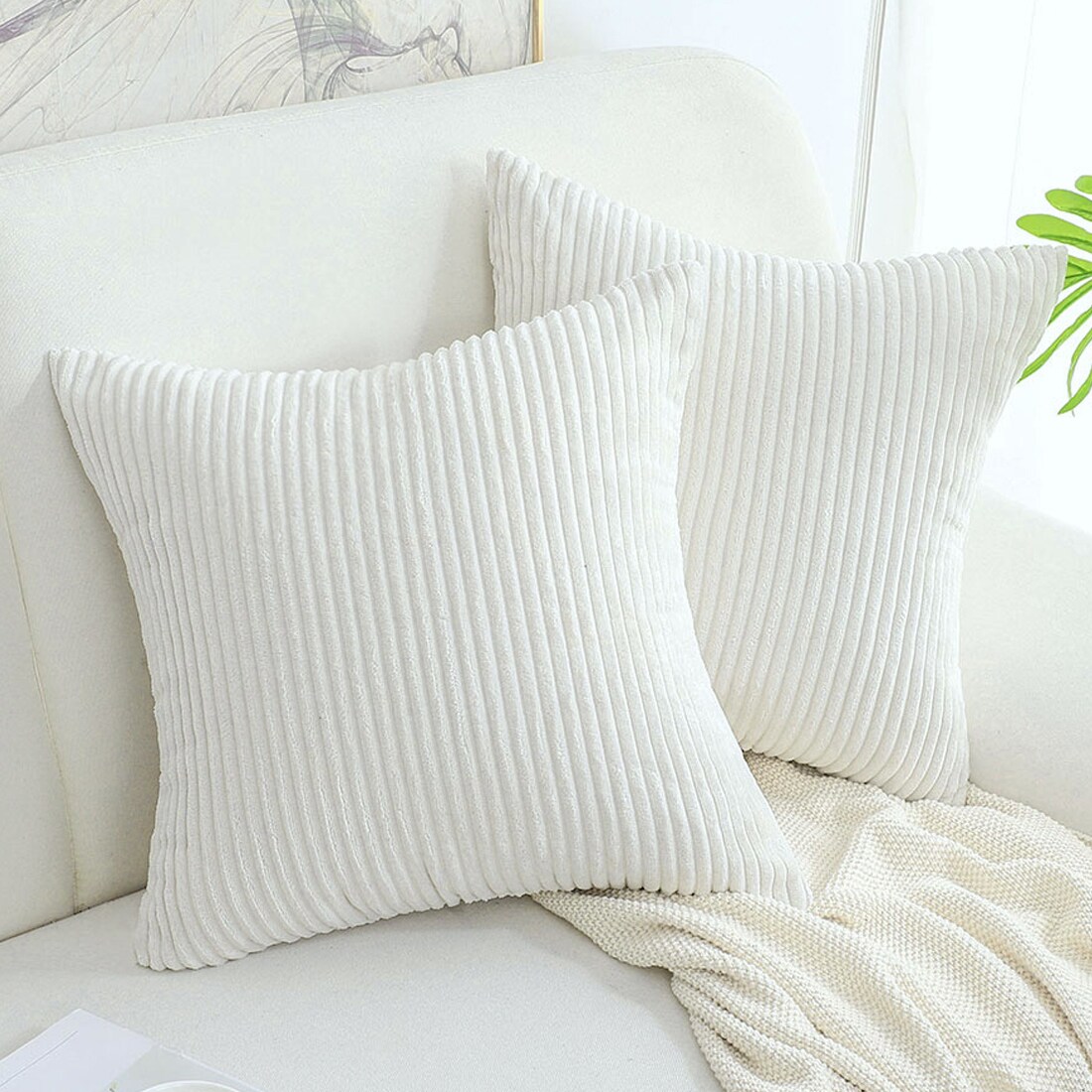 Unique Bargains 2pcs Soft Corduroy Throw Pillow Cover 20 x 20 Inch ...