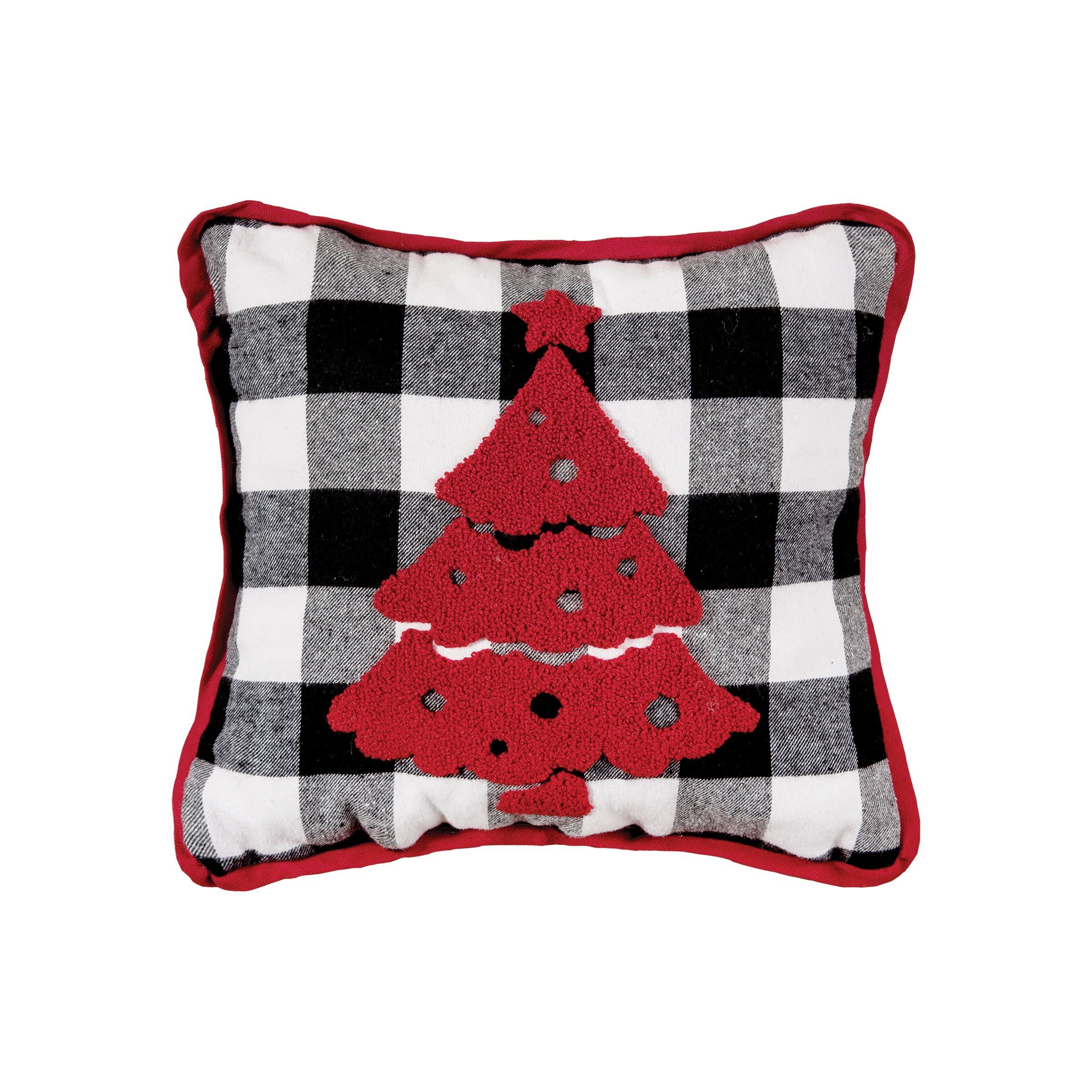 C&F Home Christmas Franklin Farm Tree Tufted Plaid Accent Pillow 12 x ...