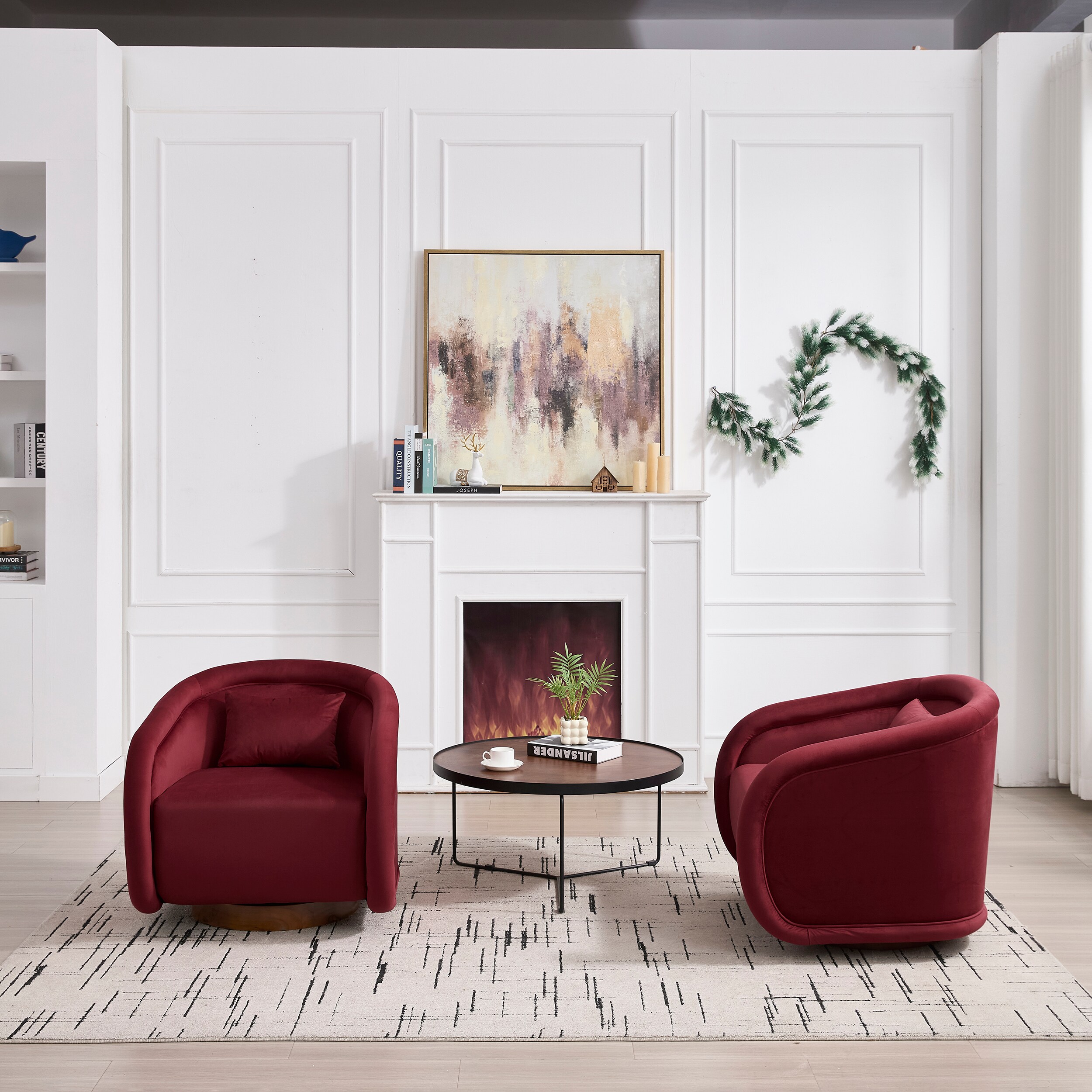 Wooakway 30in. Wide Swivel Accent Chair 360 Swivel Barrel Chair with ...