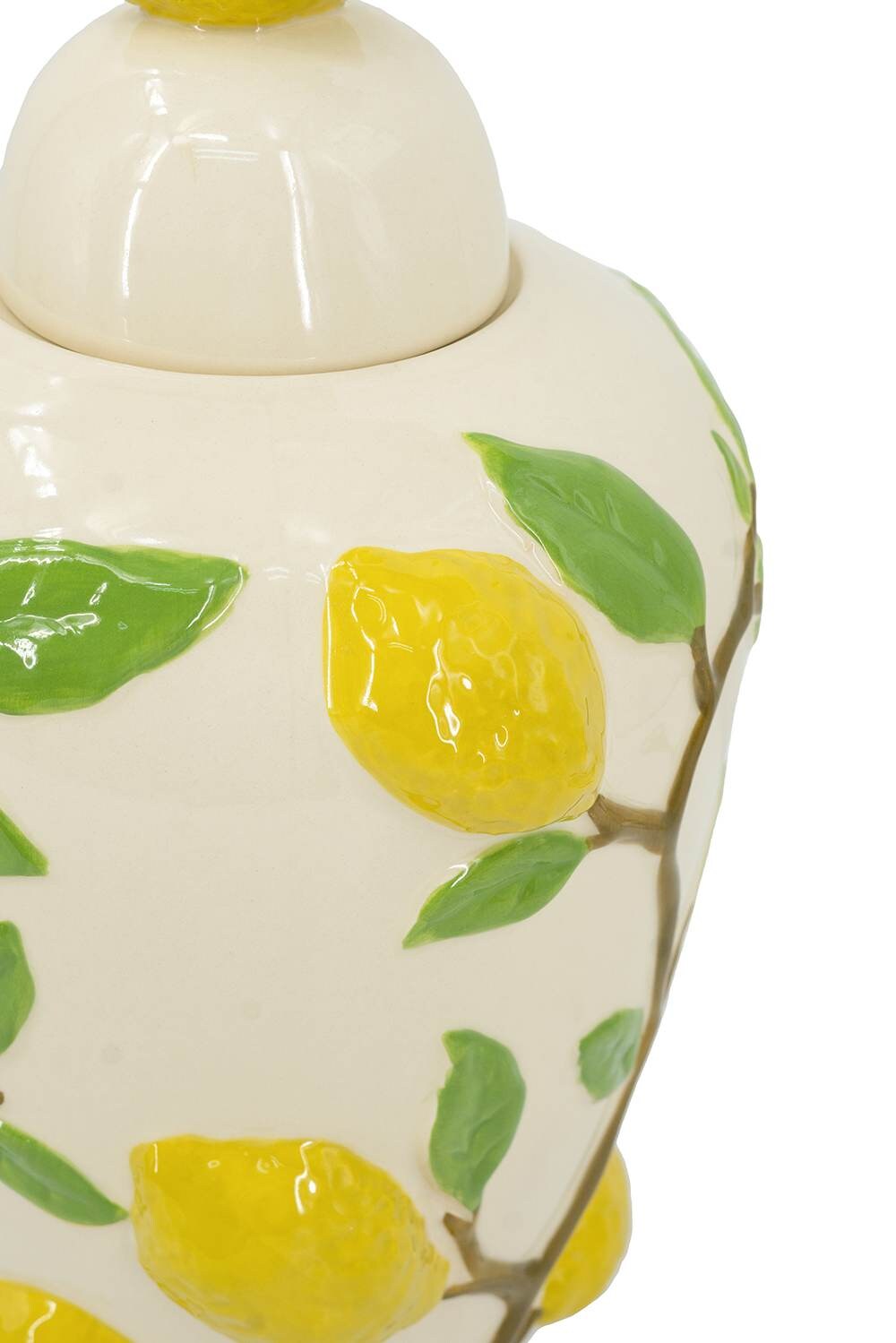 Vynxaria 9x9x15 Inch White Ceramic Lidded Jar Playful Lemon Design ...
