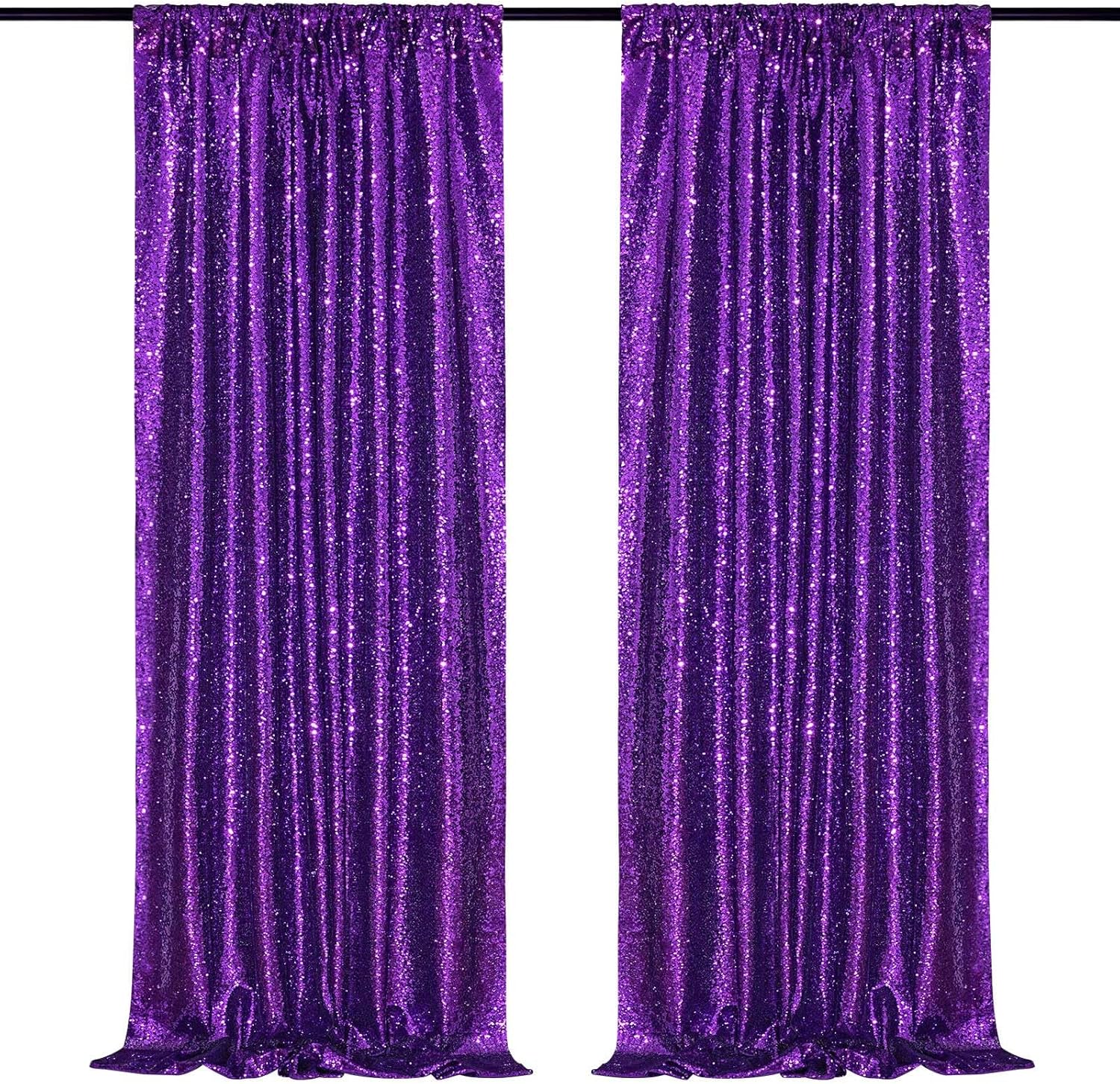 B-Cool Purple Sequin Backdrop Curtains 2 Packs 2ftx8ft Sparkle Backdrop ...