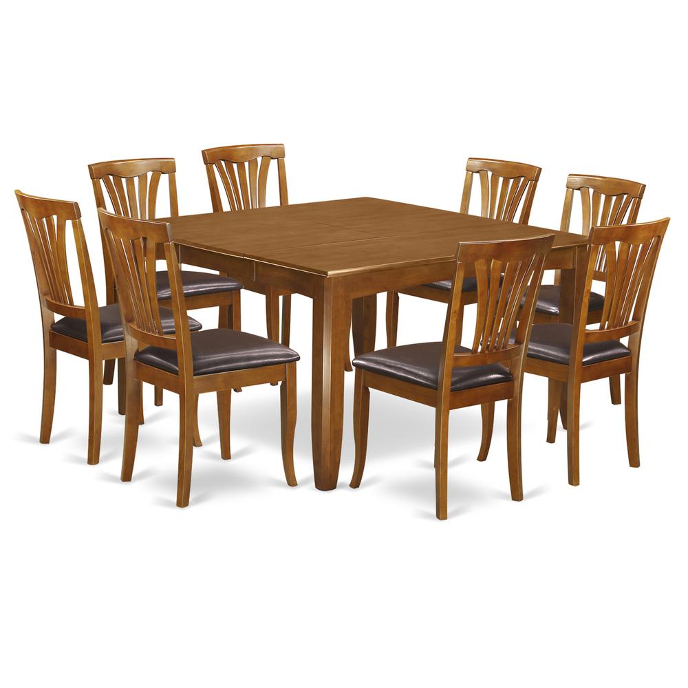 East West Furniture 9 Pc Dining room set Table with Leaf and 8 Dining Chairs in the Dining Room ...