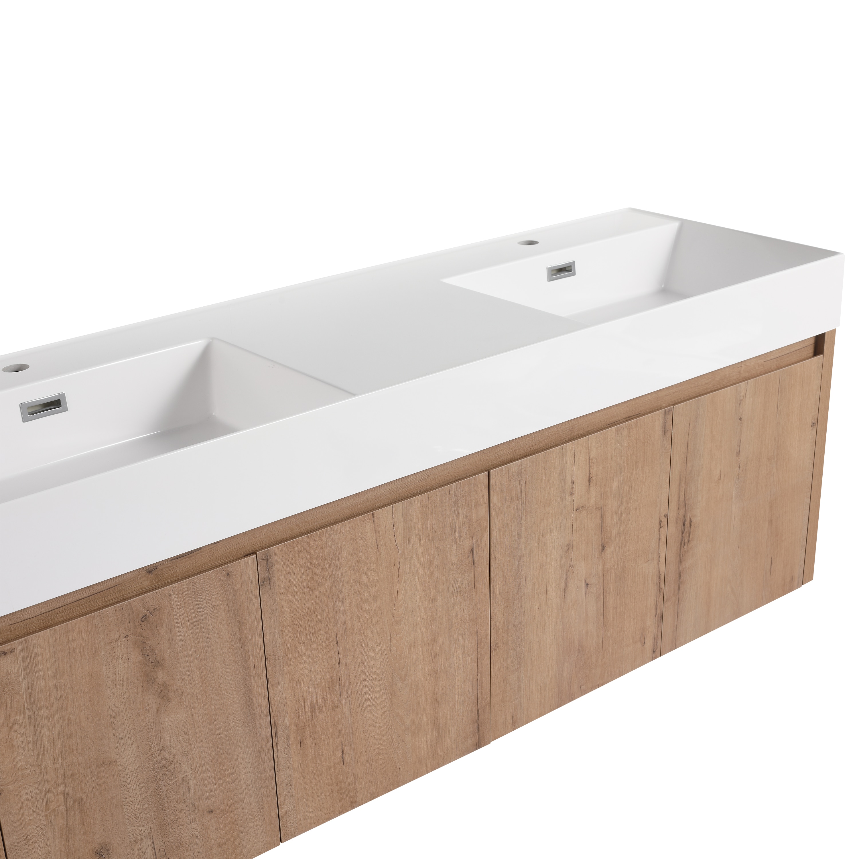 Forclover Floating Soft-Closing 59-in Imitative Oak Double Forclover Floating Soft-Closing 59-in Imitative Oak Double