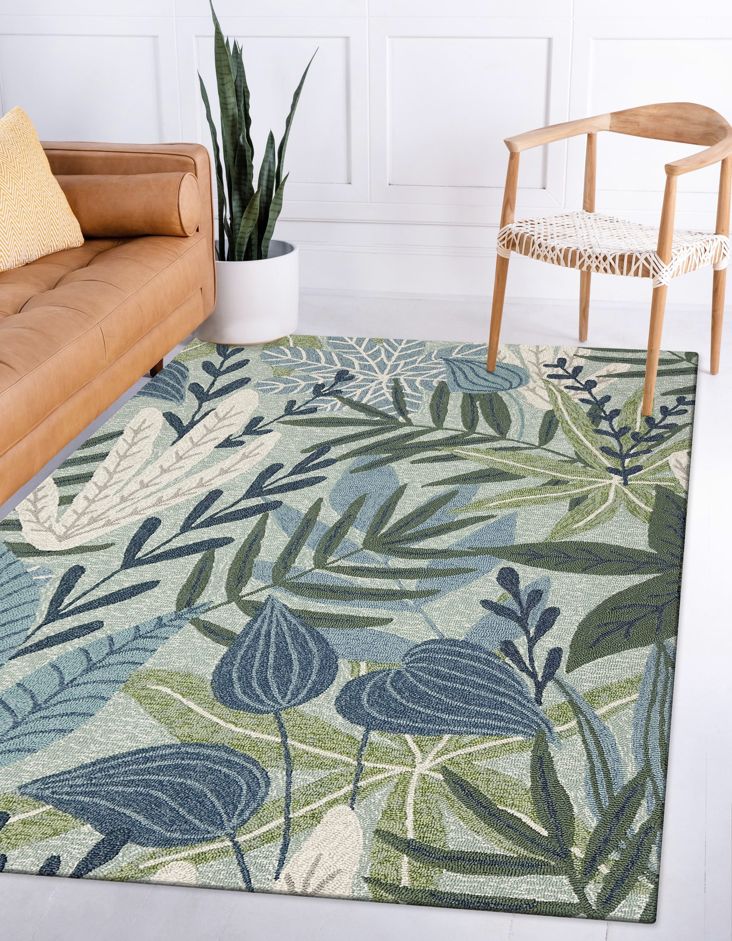 allen + roth with STAINMASTER Botanical Veil 8 x 10 (ft) Tufted Green ...