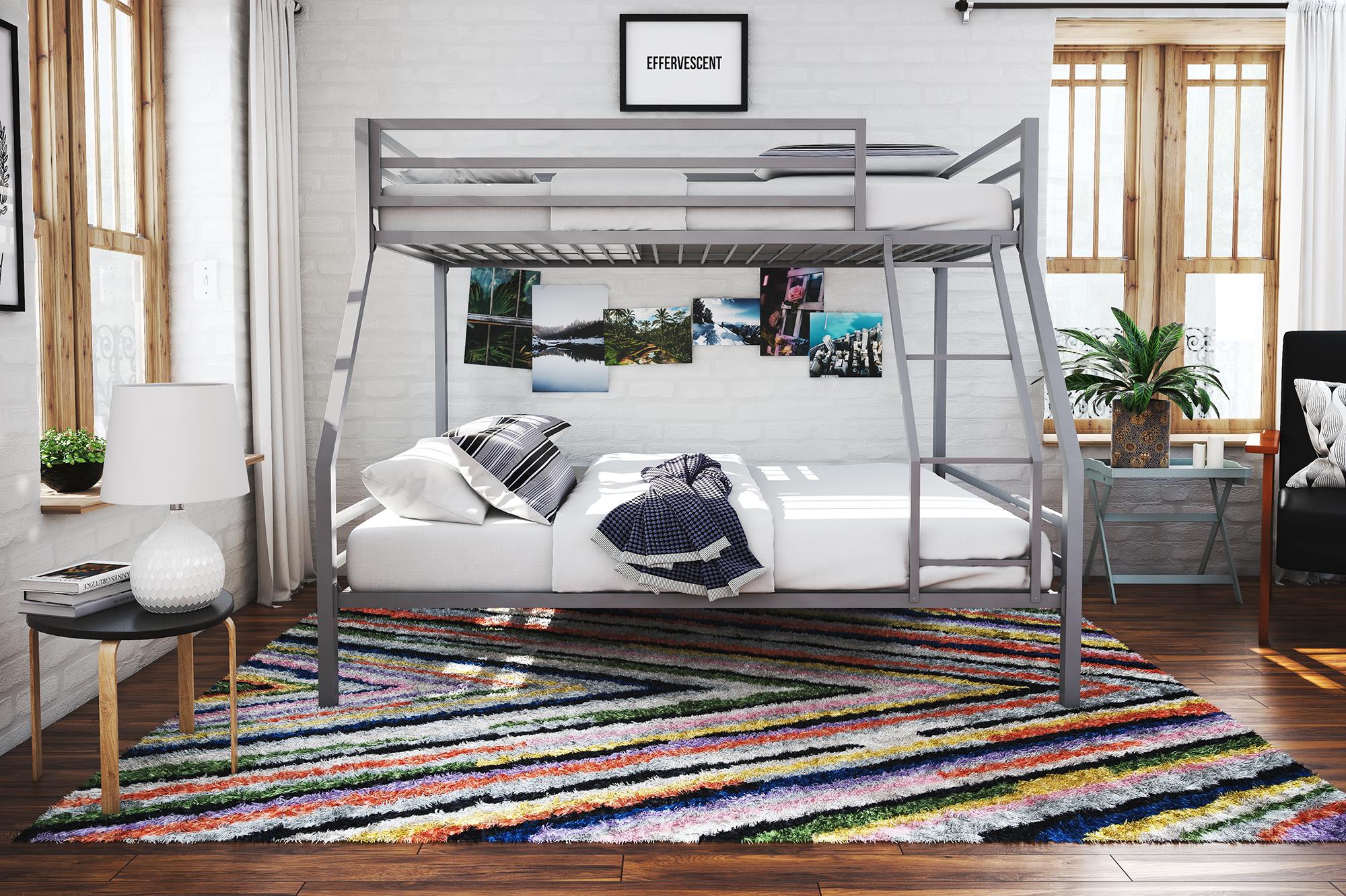 The Novogratz Novogratz Maxwell Twin-Over-Full Metal Bunk Bed, Gray in ...