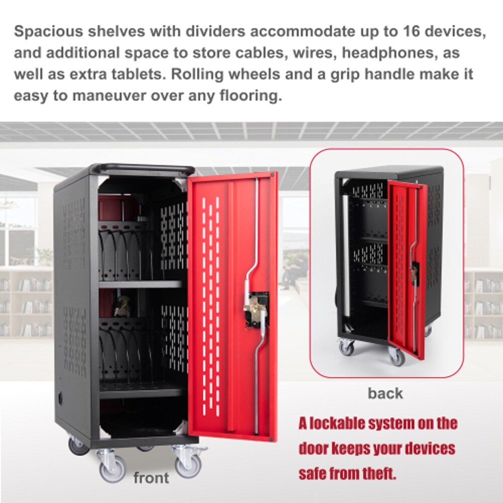 EFCUT 18 Device Charging Cart for Laptops and Tablets Locking Mobile ...