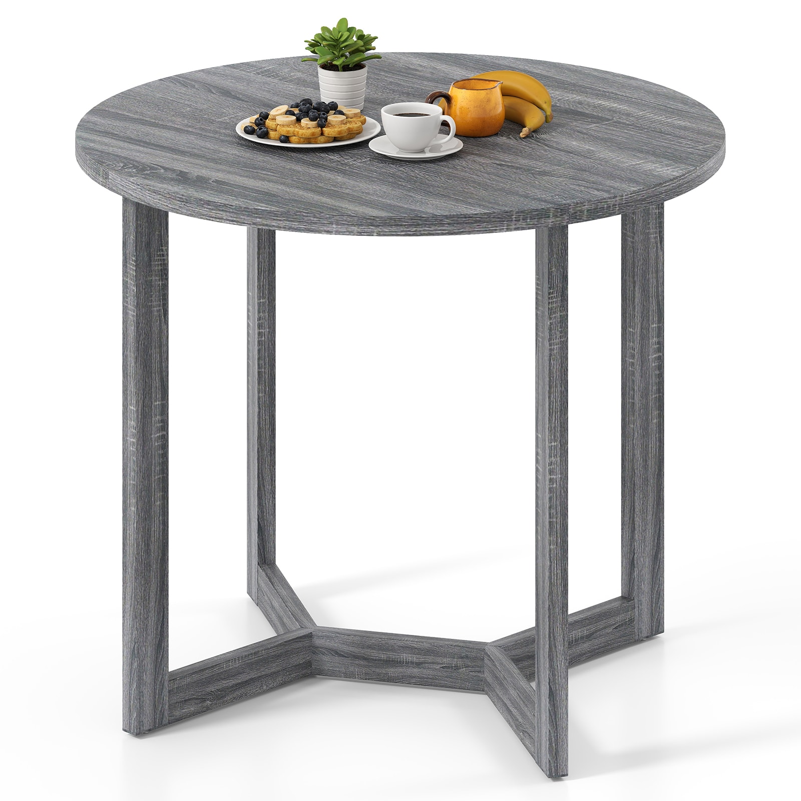 Volenca Round Dining Table with Wing-Shaped Pedestal Base and Rubber ...