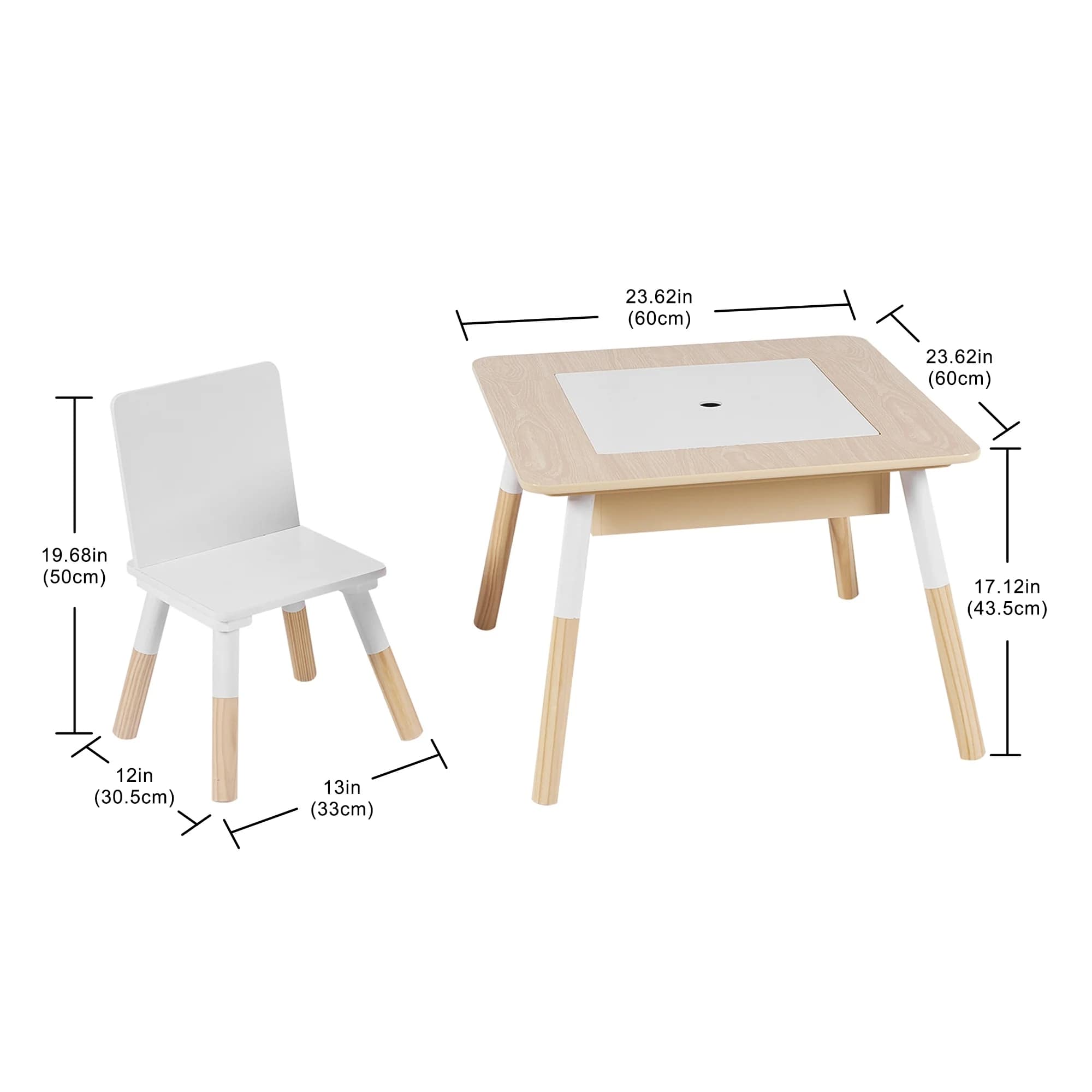 Vintage Kids Sensory Play Table and Chair Set White Color 3Pieces Age 3 ...