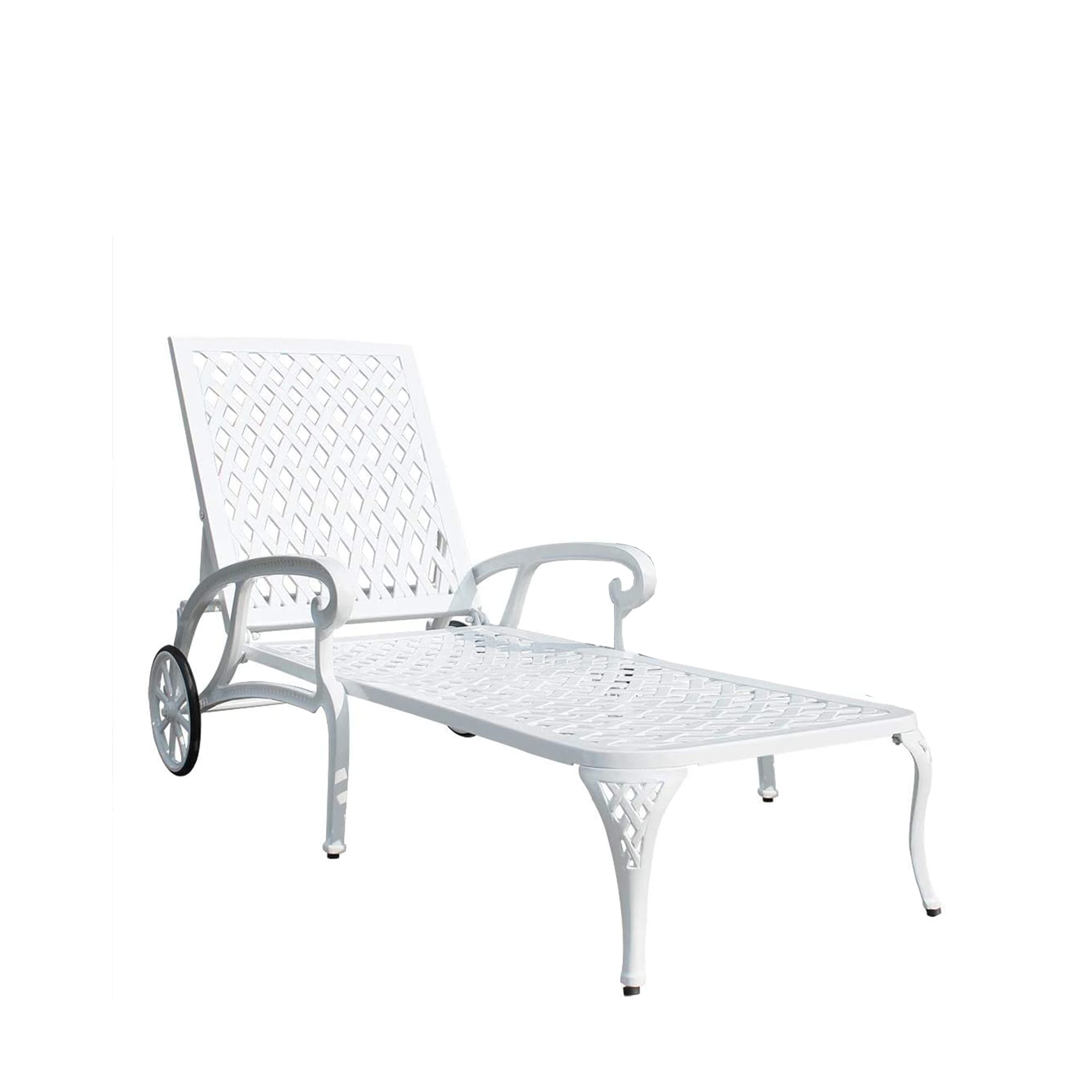 AHIOU HOME Sunset Stackable White Aluminum Frame Stationary Chaise ...