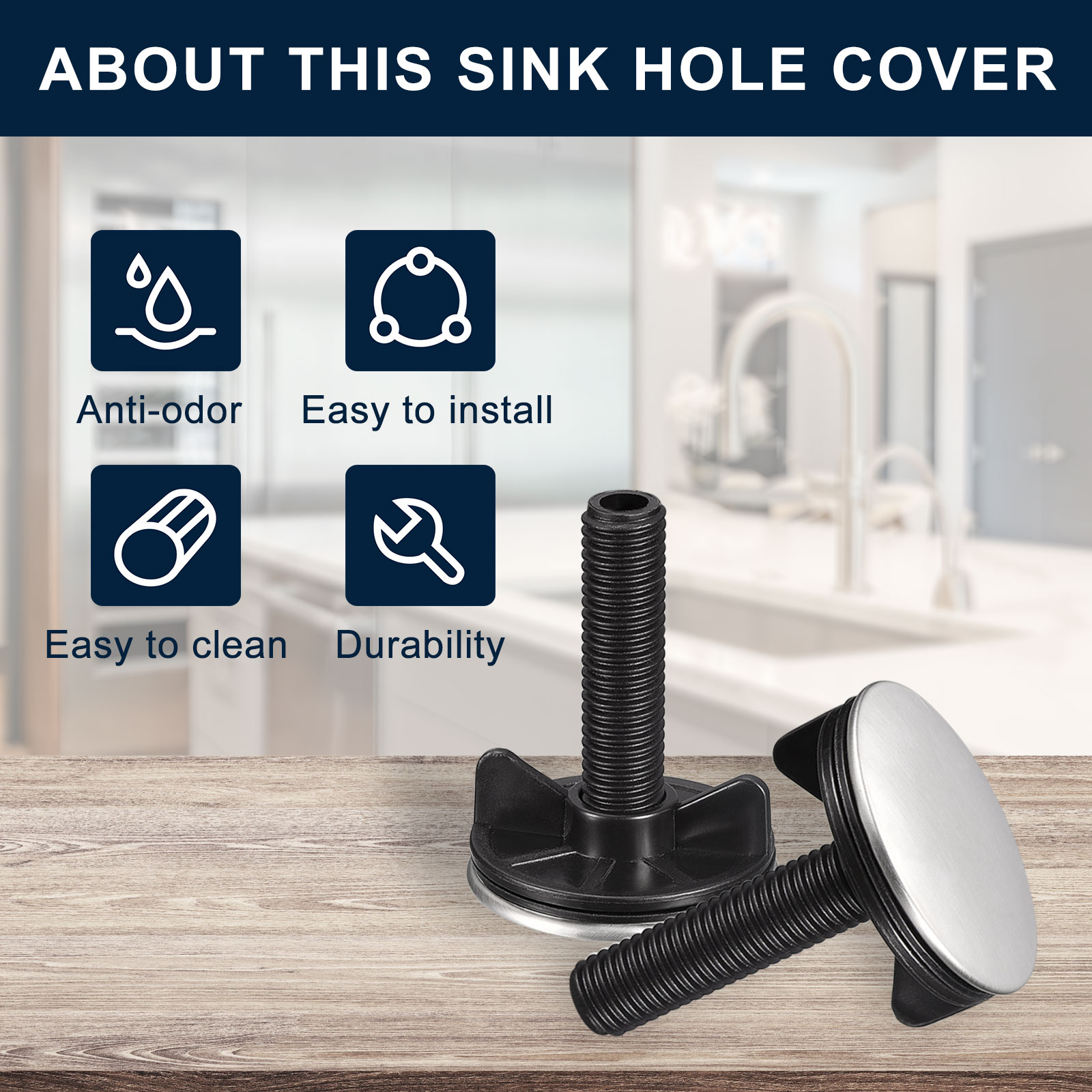 Unique Bargains Sink Hole Cover Brushed Stainless Steel Faucet Hole ...