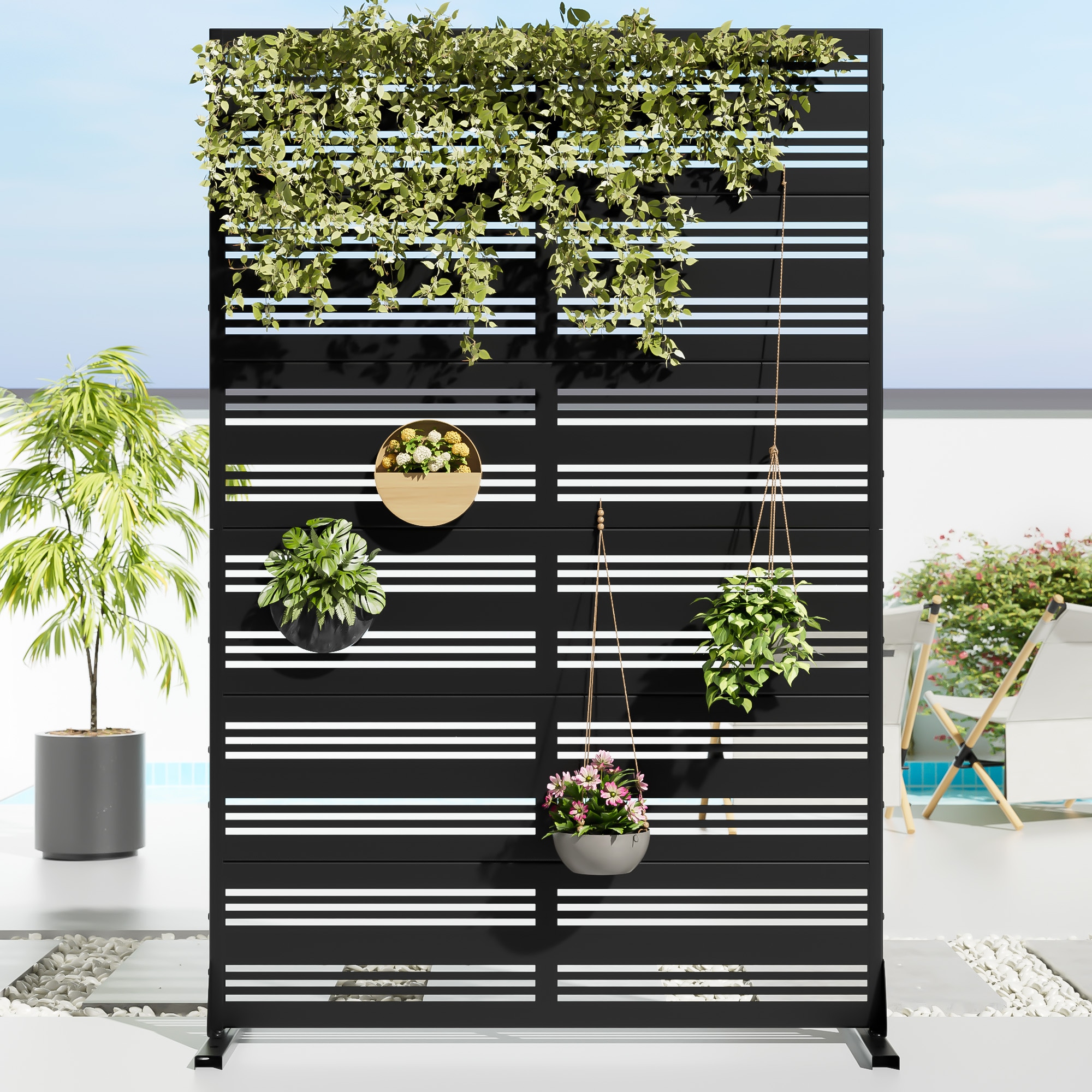 Aveyas 47-inches W x 72-inches H Classic Shutter 12C Black Galvanized ...