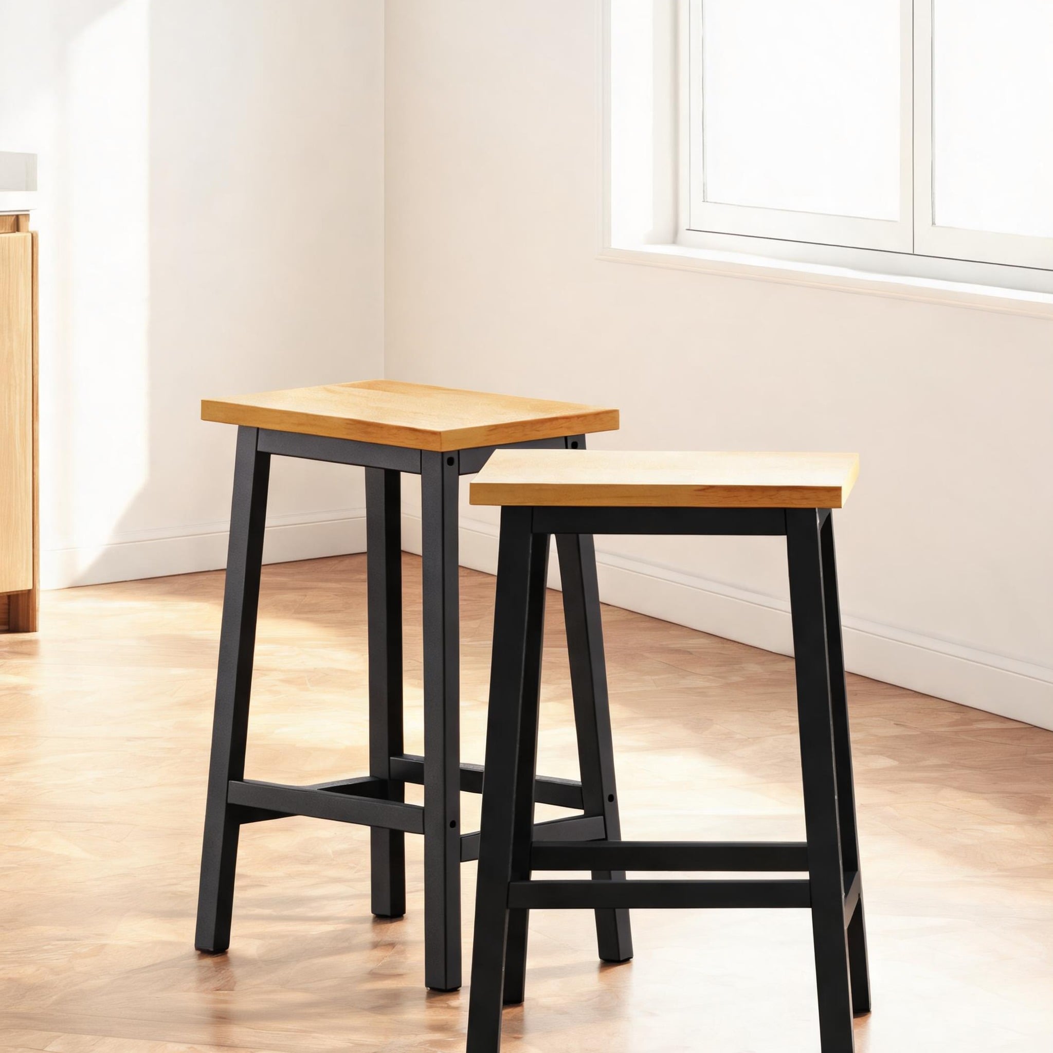 Watnature Space-Saving Farmhouse Backless Bar Stools Set of 2 25.6 ...