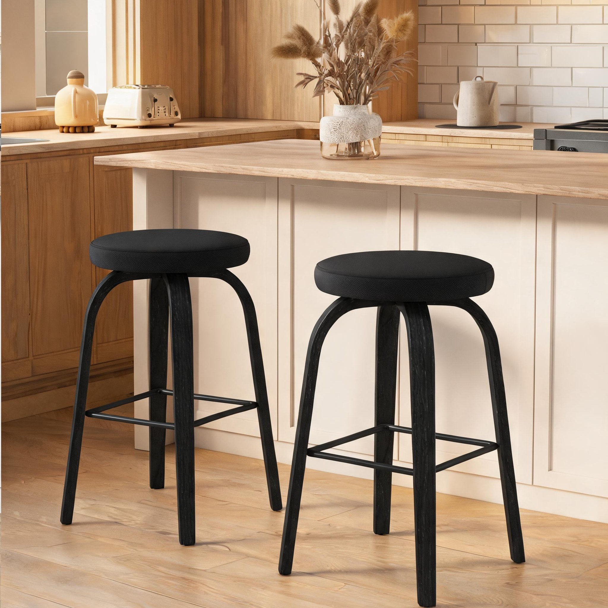 Naturefalls Backless Bar Stools for Kitchen Island Set of 2 30-Inch ...