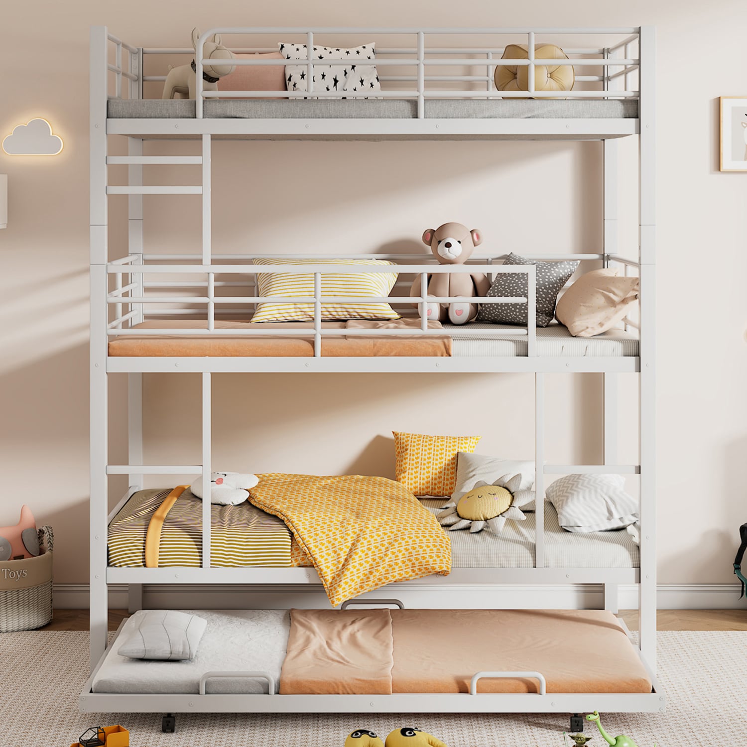 Streamdale Furniture Streamdale Metal Twin Size Triple Bunk Bed With ...