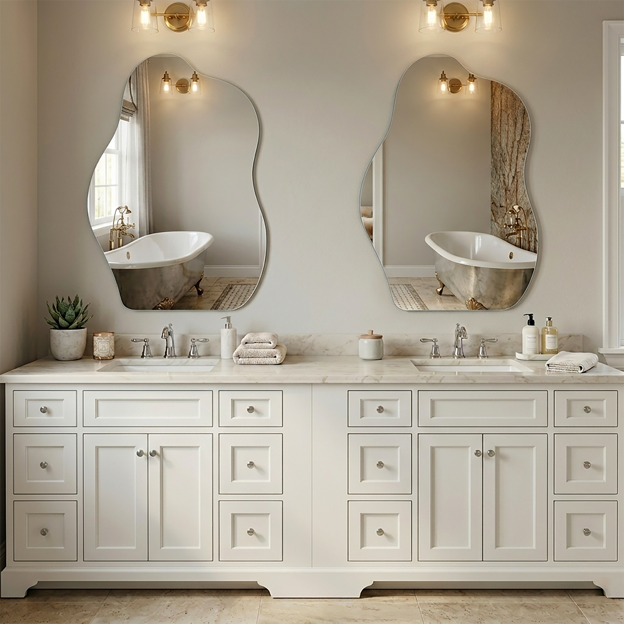 Dovelina Clear 35.8-in H x 24-in W Cloud-shaped Mirror Frameless Wall ...