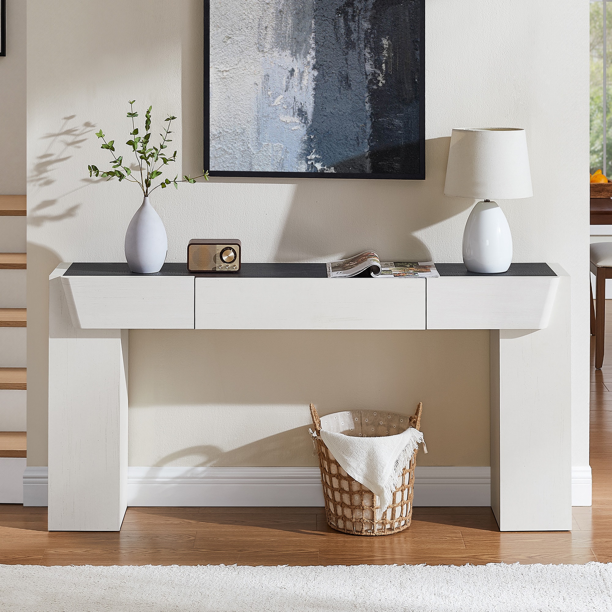 OKD 63.2Inch Long Wood Console Table with Storage Drawer Entryway Table ...