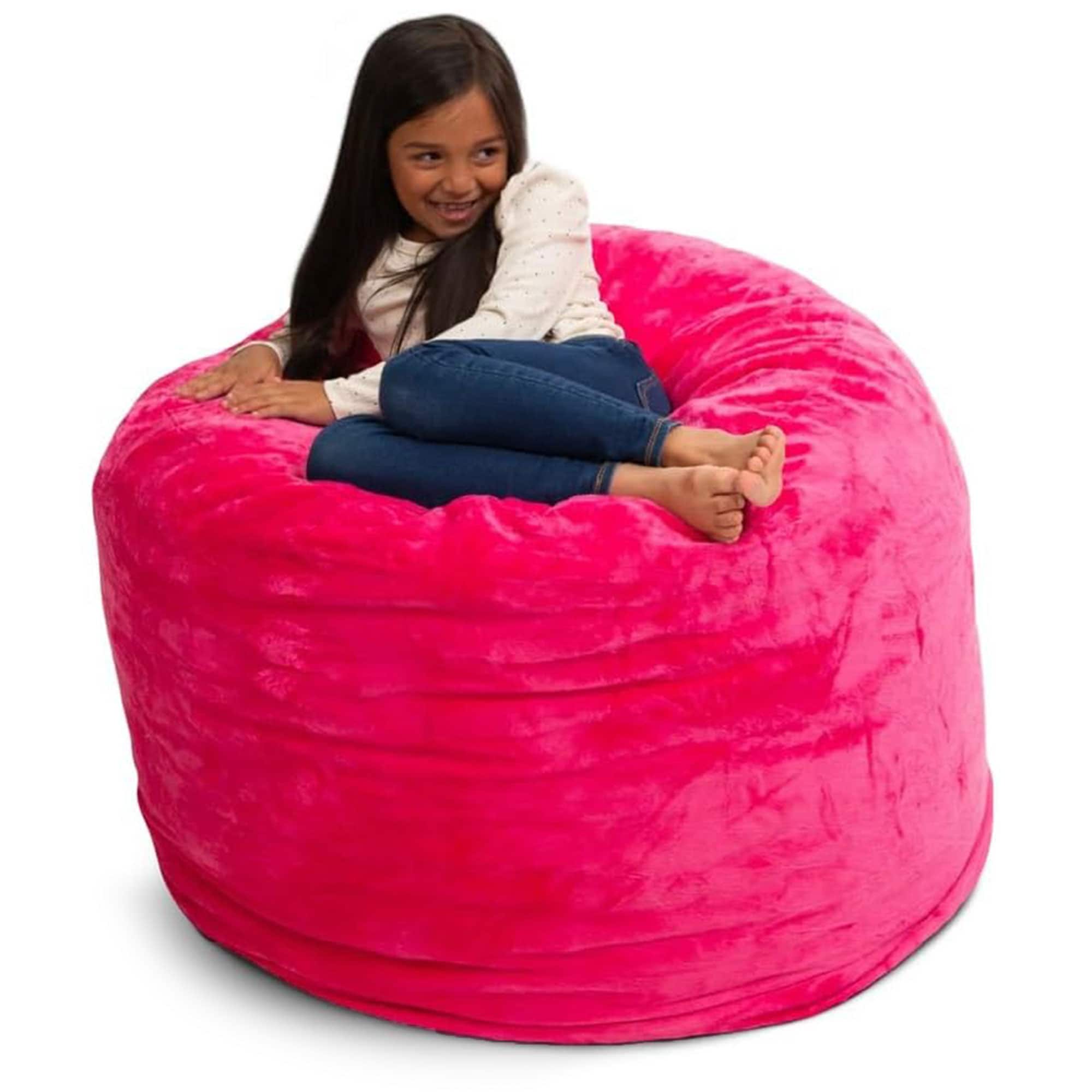 Ultimate Sack 3ft Bean Bag Chair Oversized Indoor Comfy Lounger Pink Fur in the Bean Bag Chairs ...