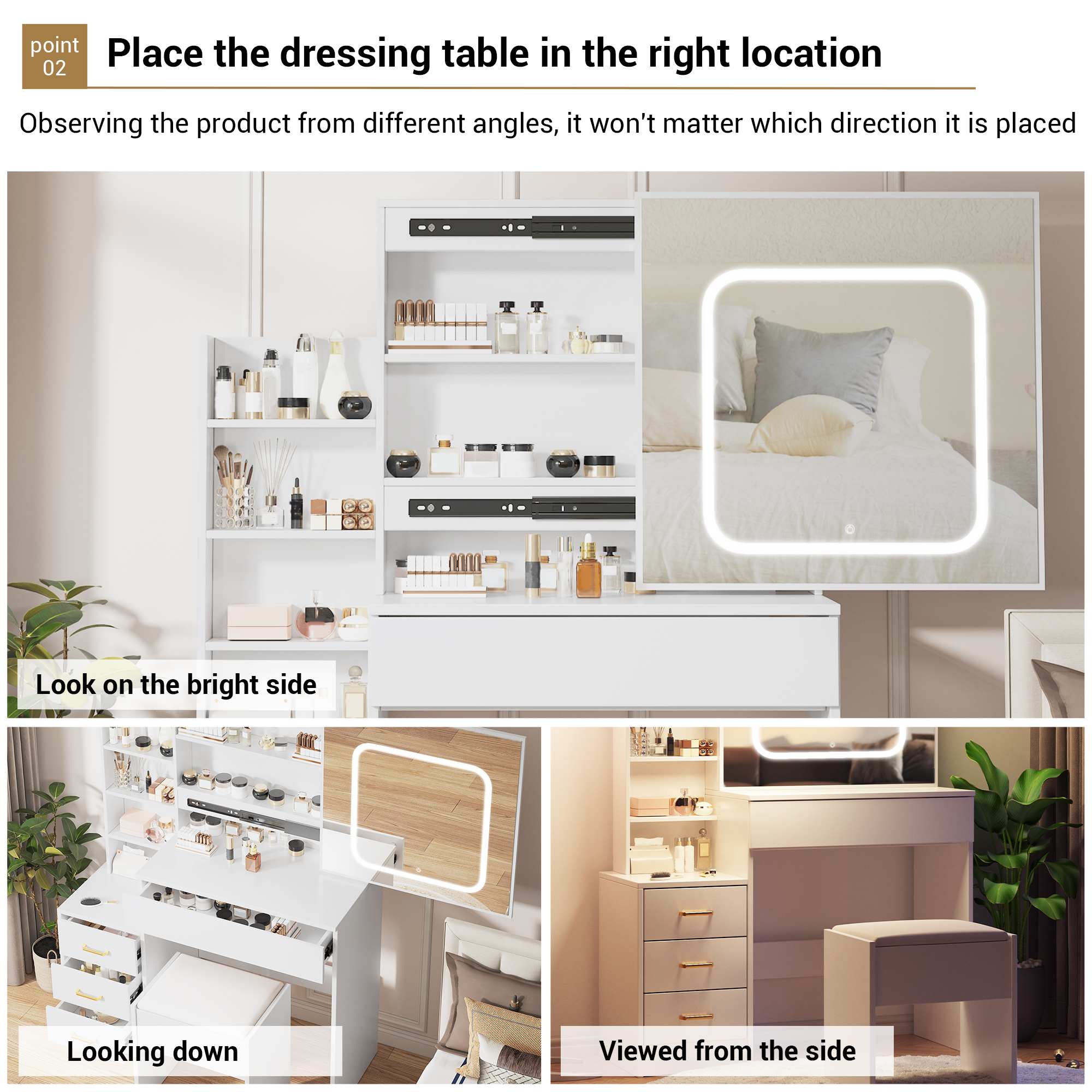 Garvee Vanity Desk With Mirror and LED Lights Makeup Vanity Desk With ...