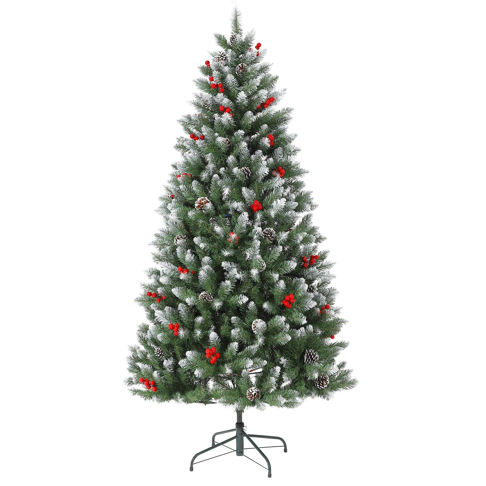 Garvee 5Ft Artificial Pencil Xmas Tree with Pine Cones Red Berries and ...